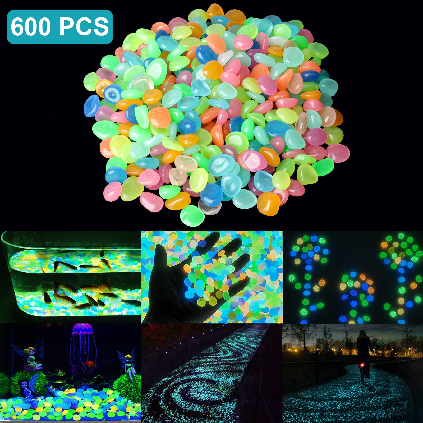 EEEkit Solar Powered Glow in The Dark Garden Pebbles, Multicolor ...