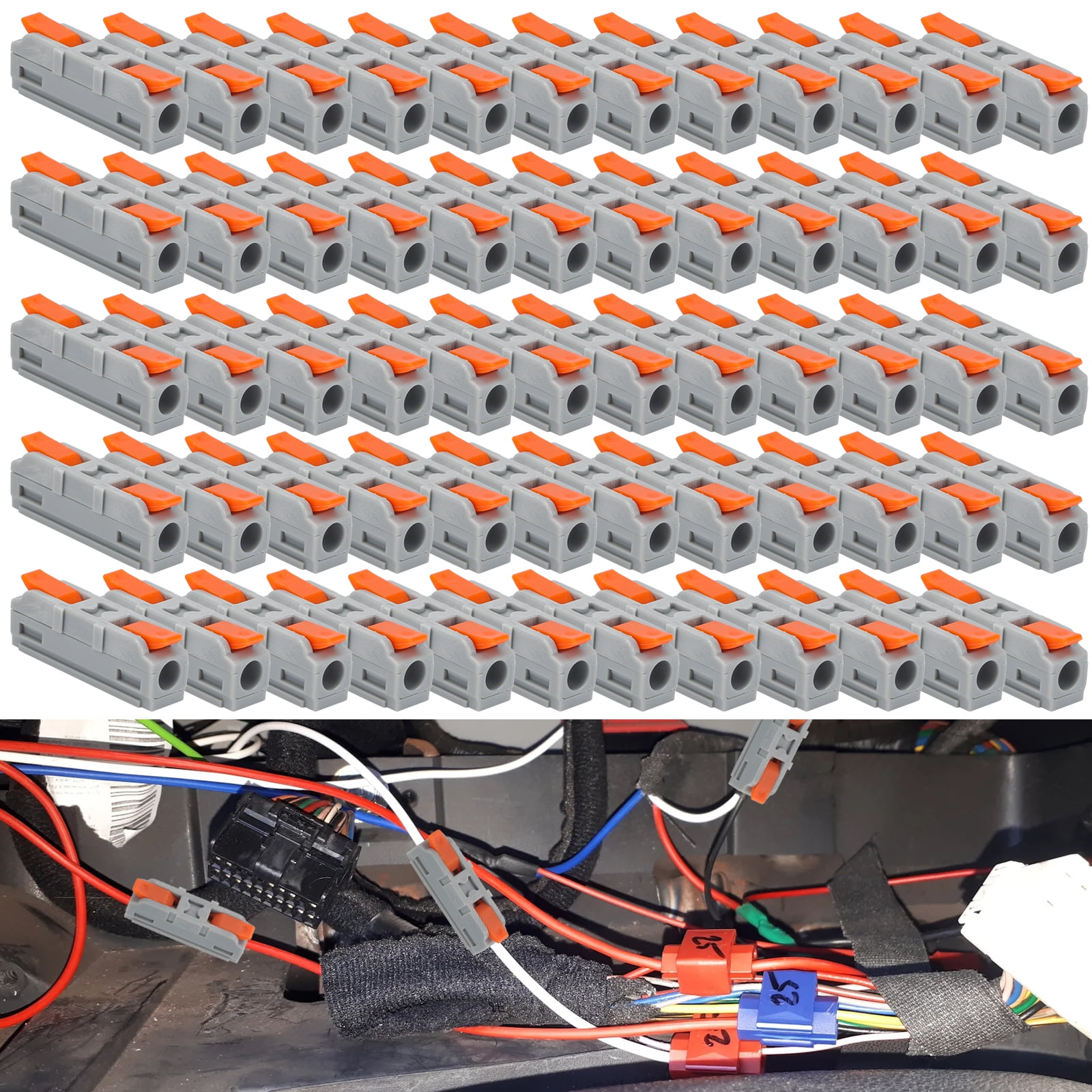 EEEkit 60pcs Lever Wire Connectors, Compact 1-in-1-Out Inline ...