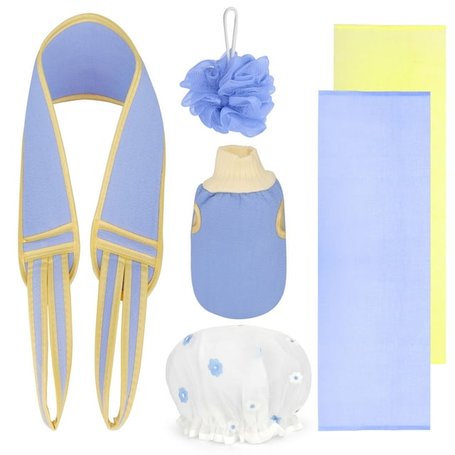 EEEkit 6Pcs Body Cleaning Kit for Women Men, Bath Pouf + Back Scrubber ...