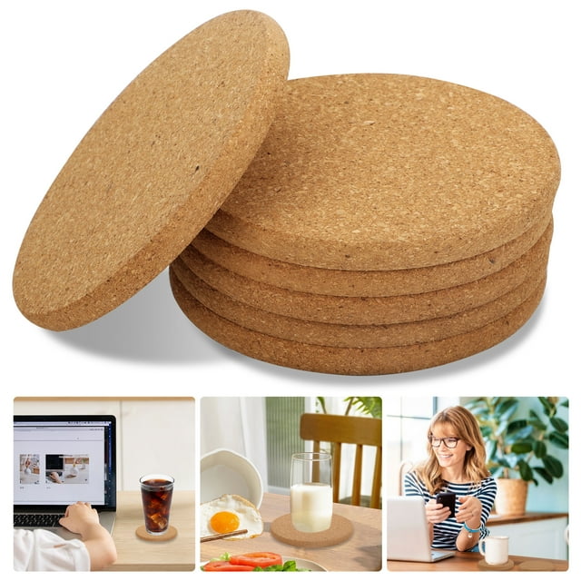 EEEkit 6pcs Cork Coasters, Reusable Absorbent Heat-Resistant Coasters ...