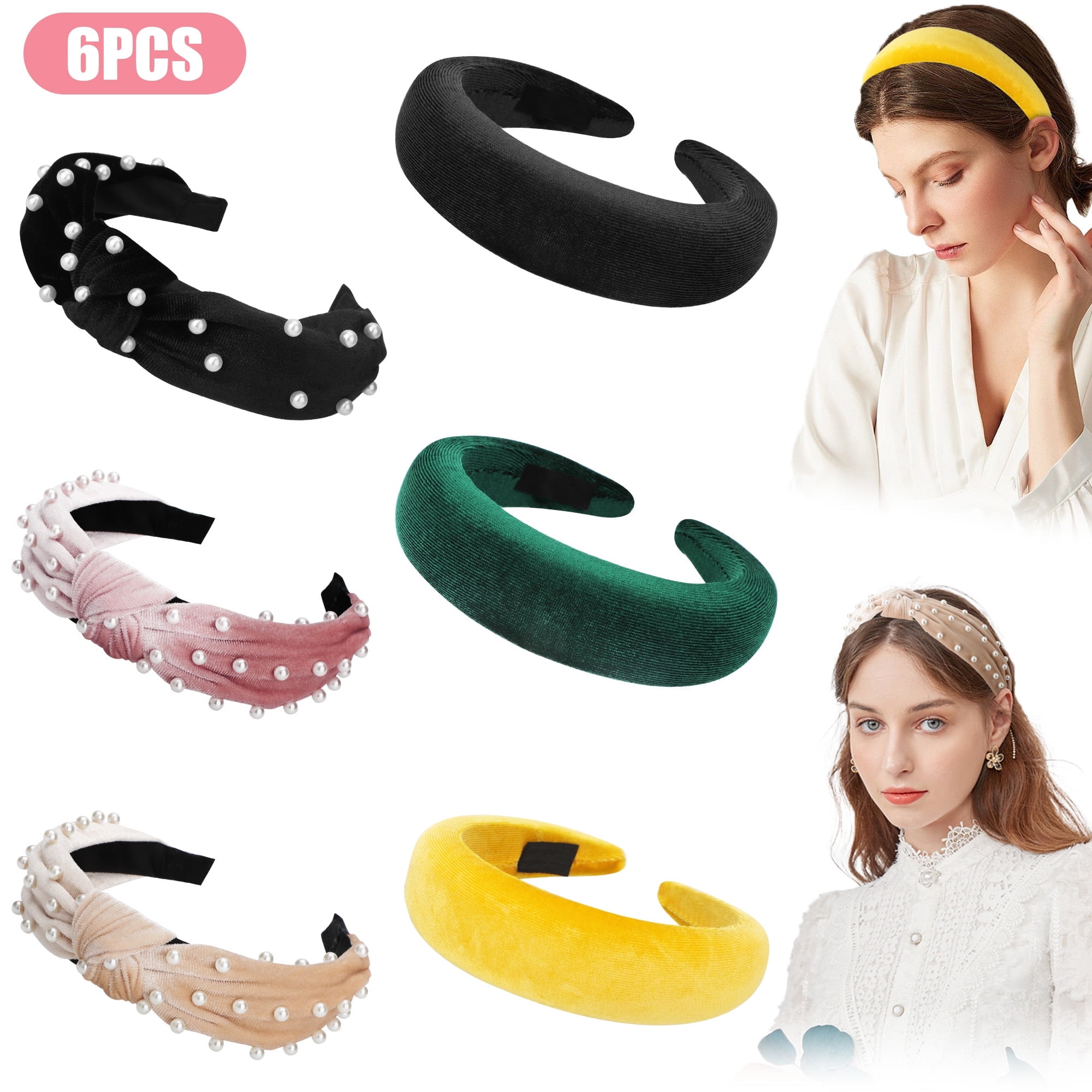 Eeekit 6pcs Soft Velvet Headbands For Women Wide Sponge Hairbands