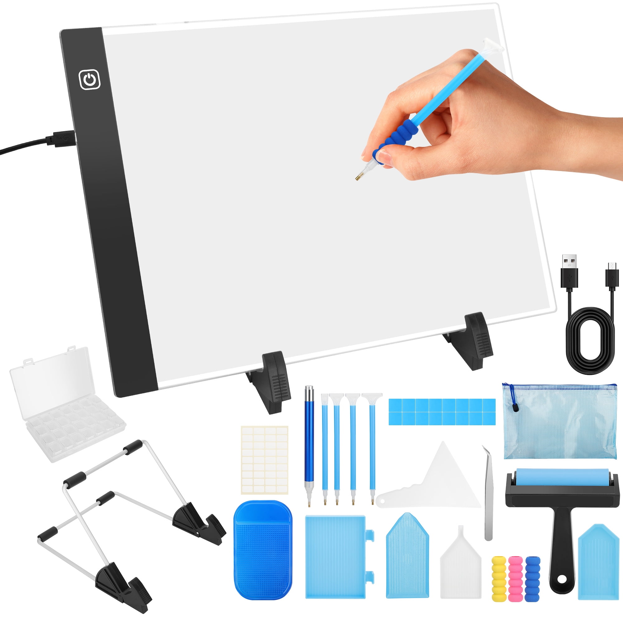 EEEkit Diamond Painting Supplies Kit with LED Light Pad, Box Board, Pen ...