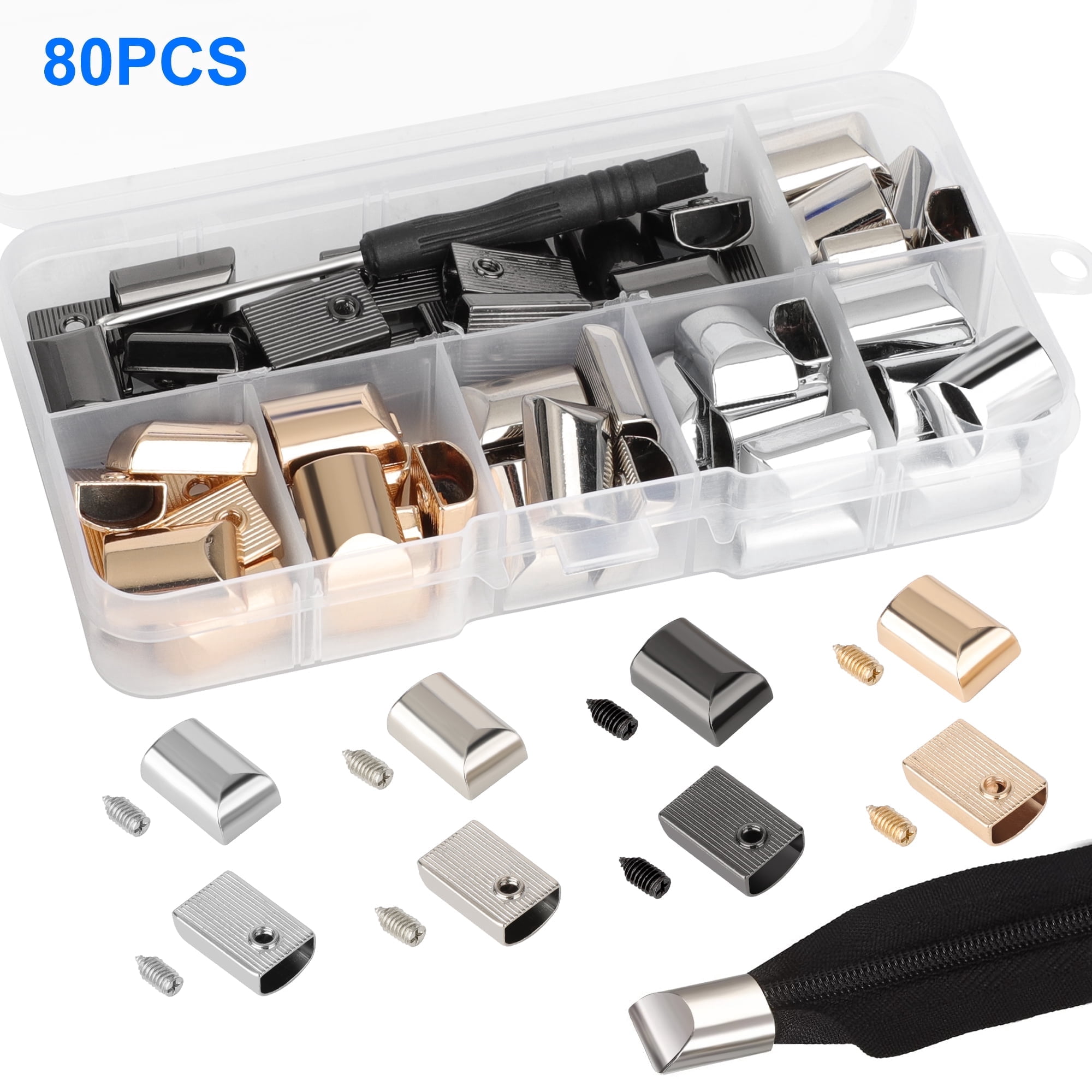 EEEkit 80 Sets 4 Colors Alloy Zipper Stopper Zipper Ends, Pull Top ...