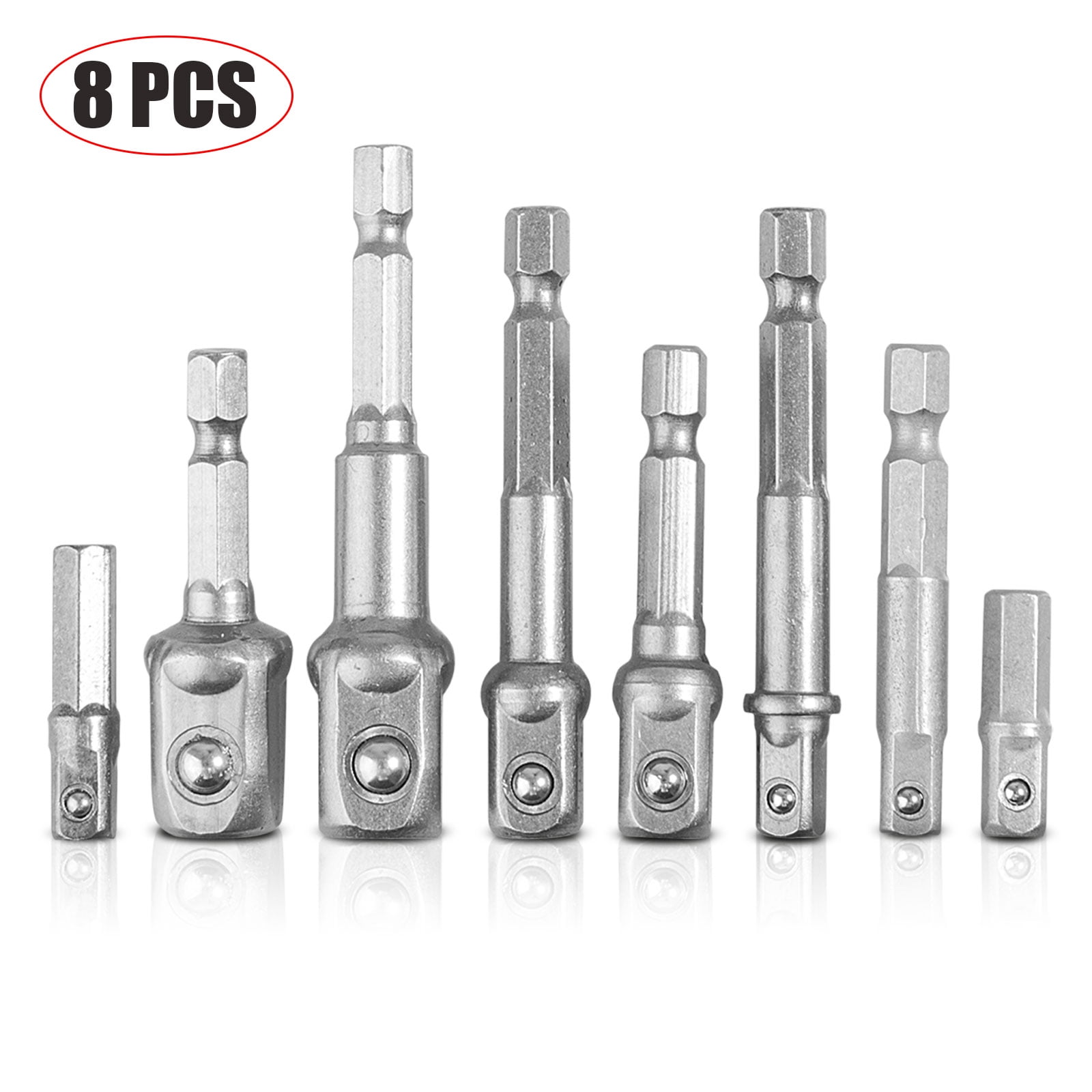 EEEkit 8pcs Impact Driver Socket Adapters, 1/4" 3/8" 1/2" Hex Shank for ...
