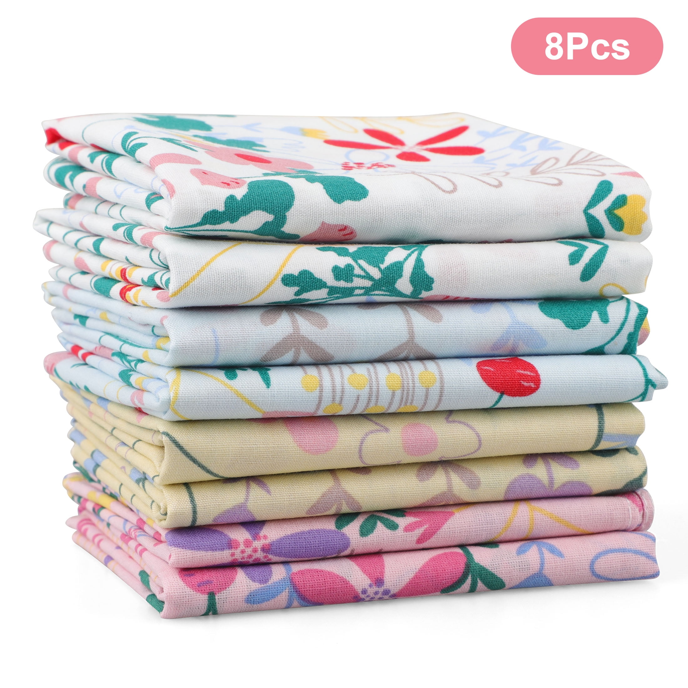 EEEkit 8pcs Ladies Floral Printing Handkerchiefs, 13x13" Soft Cotton ...