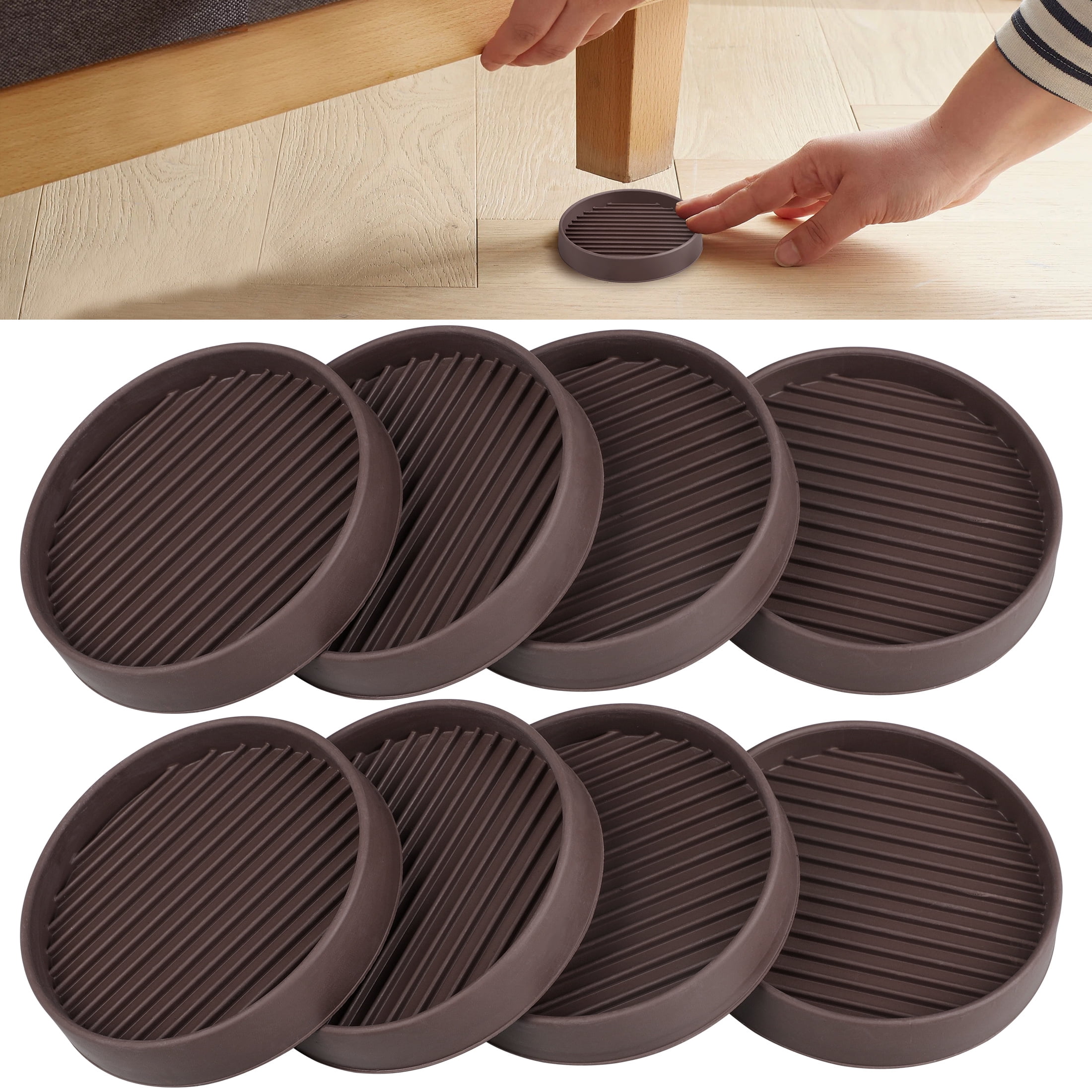 EEEkit 8pcs Rubber Caster Cups, 3" Anti-Sliding Furniture Pads Floor ...