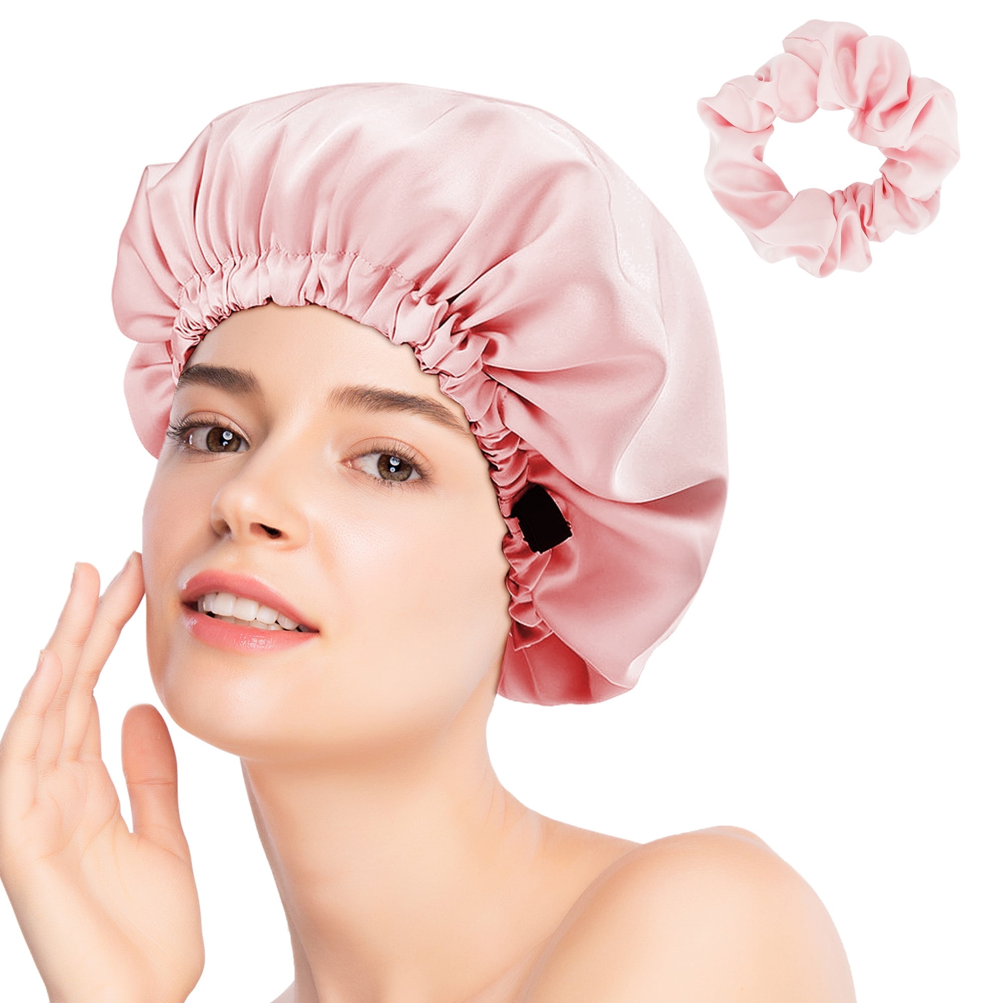 EEEkit Adjustable Satin Hair Bonnet for Sleeping, Double Layer Hair ...