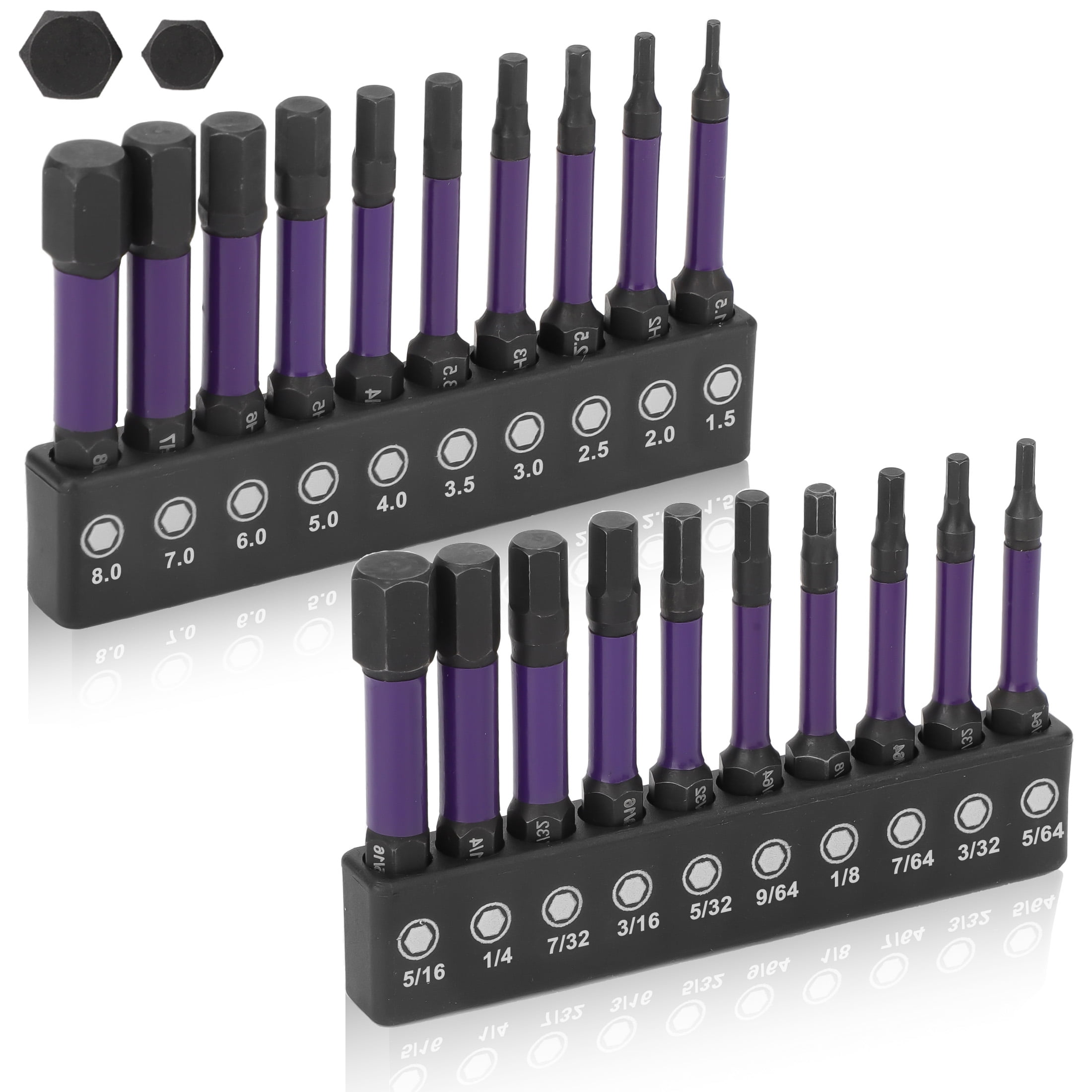 EEEkit Allen Wrench Drill Bits Set, Magnetic 1/4" Hex-Shank S2 Alloy ...