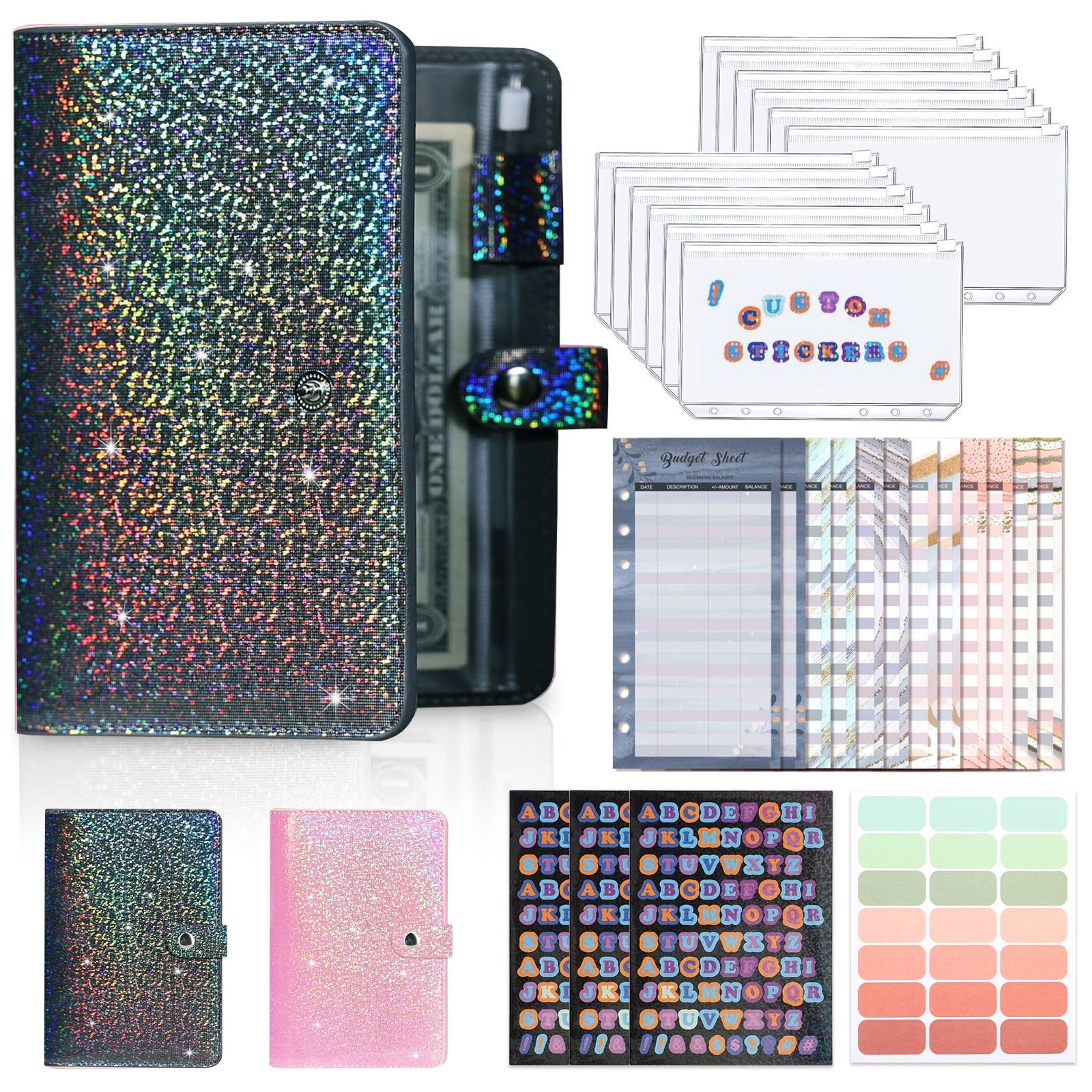 EEEkit Budget Binder with Cash Envelopes, Refillable A6 Notebook Money ...