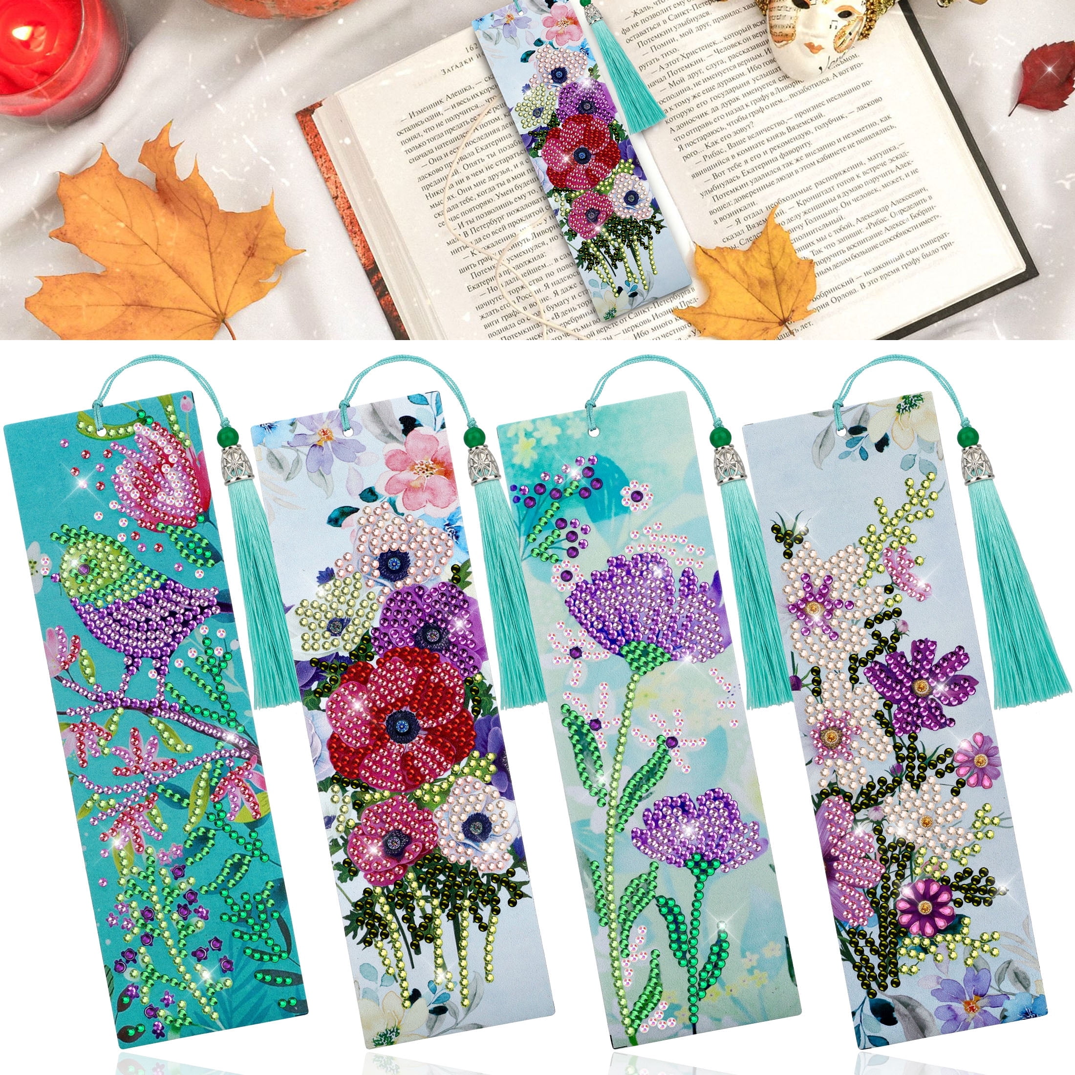 EEEkit DIY Diamond Painting Bookmarks, PU Leather Rhinestone Art ...