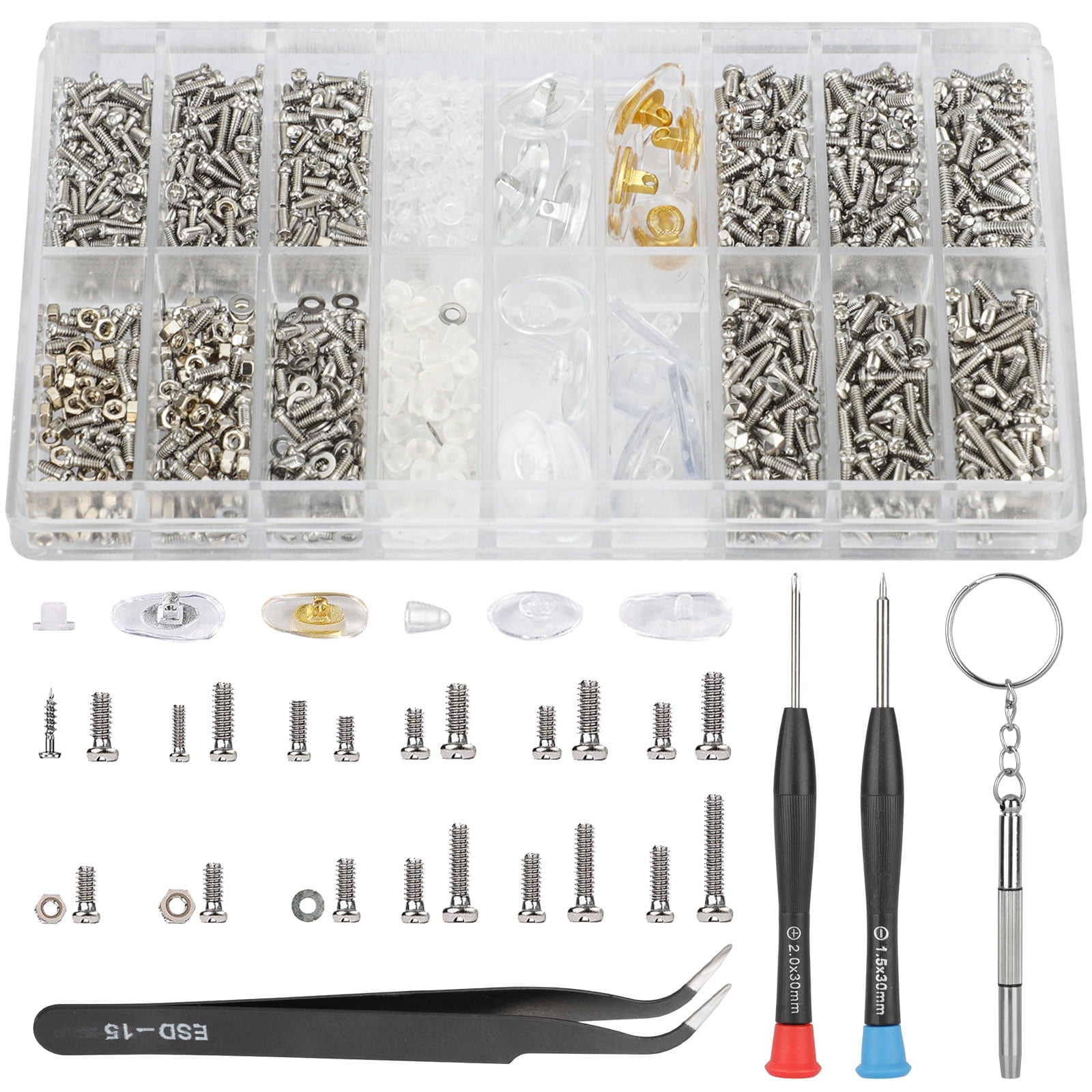 EEEkit Eyeglass Repair Kit, 21 Types Eyeglass Screws, 4 Types Nose Pads ...