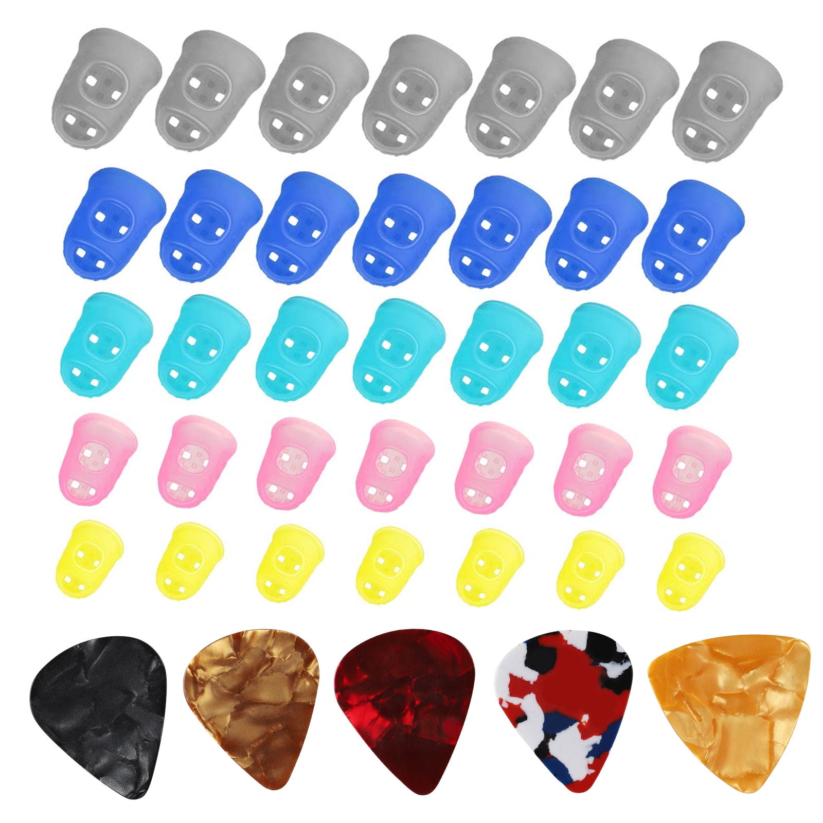 EEEkit Guitar Finger Protector Kit, 35Pcs Silicone Finger Caps in 5 ...