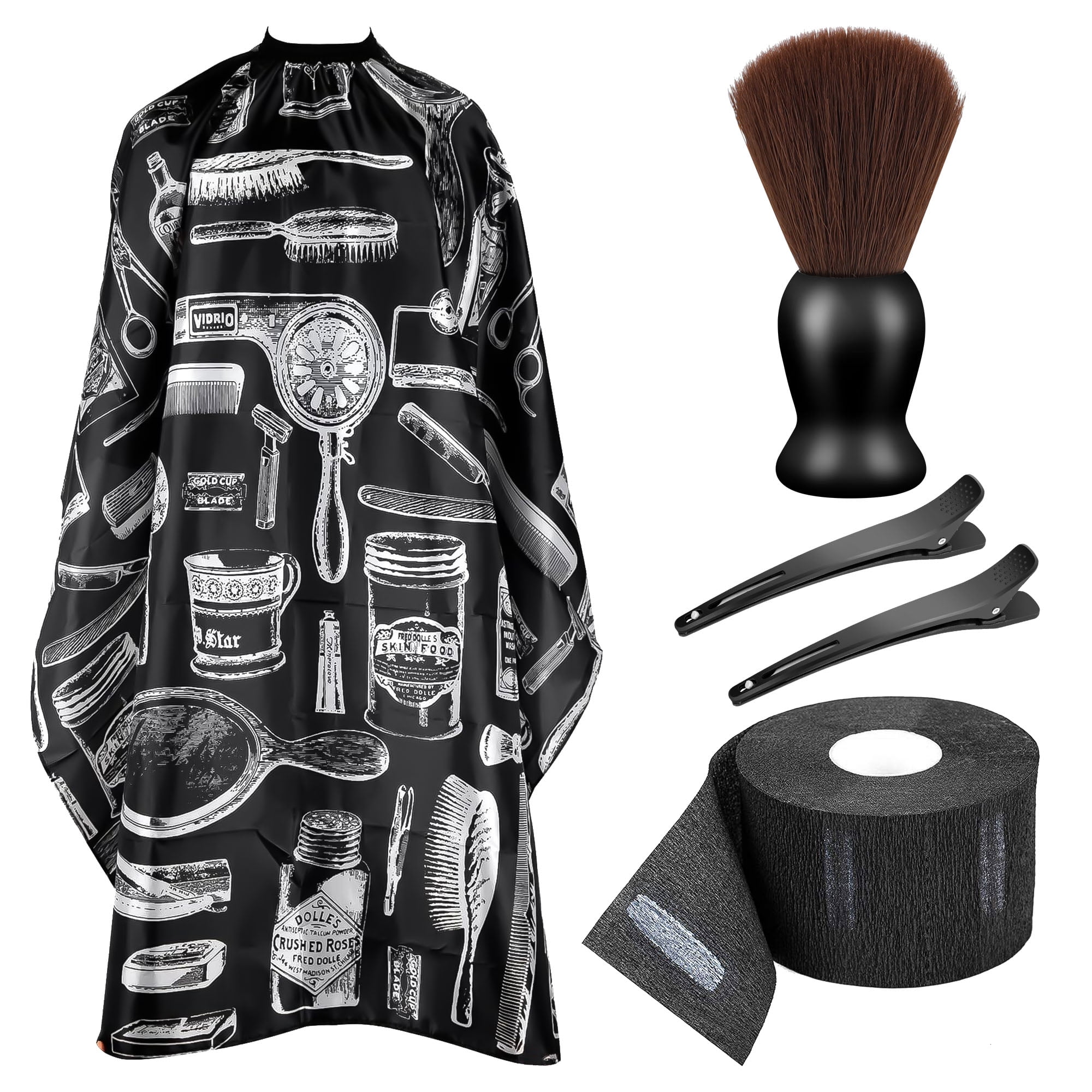 EEEkit Salon Barber Cape Set with Neck Duster, Paper Roll, Hair Clips ...