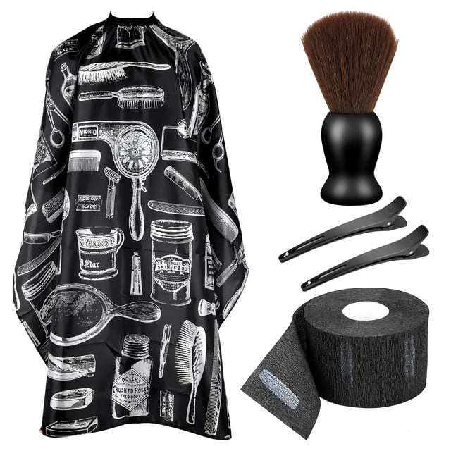 EEEkit Salon Barber Cape Set with Neck Duster, Paper Roll, Hair Clips ...