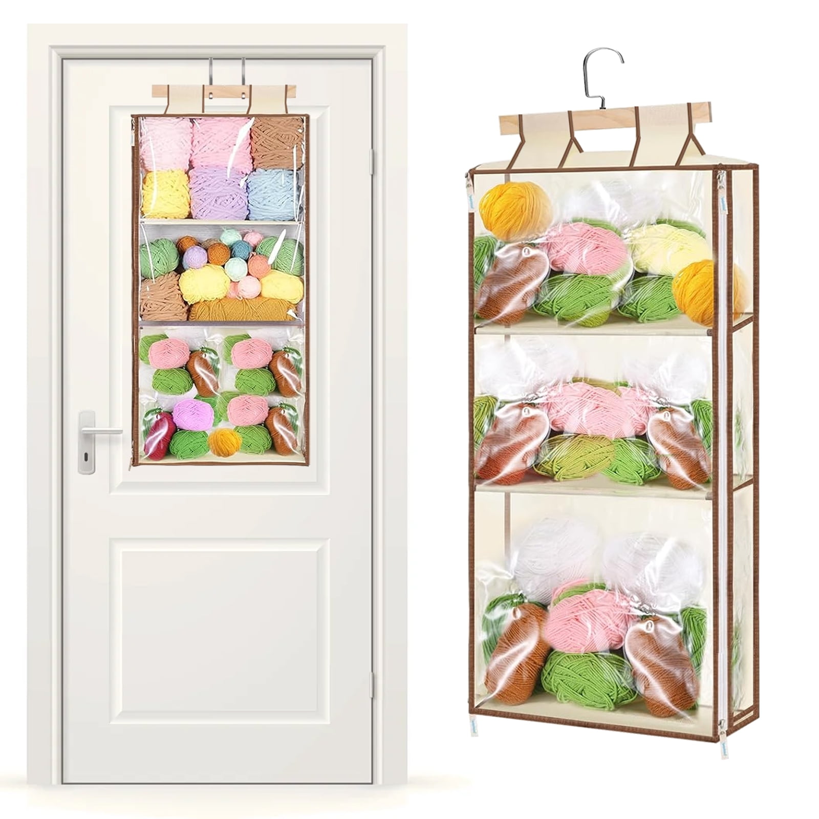 EEEkit Hanging Yarn Storage Organizer, Clear Knitting Yarn Holder with ...