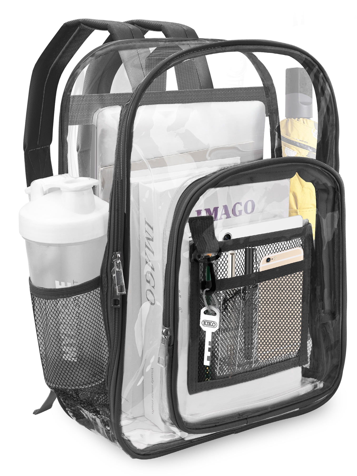 EEEkit Large Clear Backpack, Heavy Duty PVC Transparent Bookbag for ...