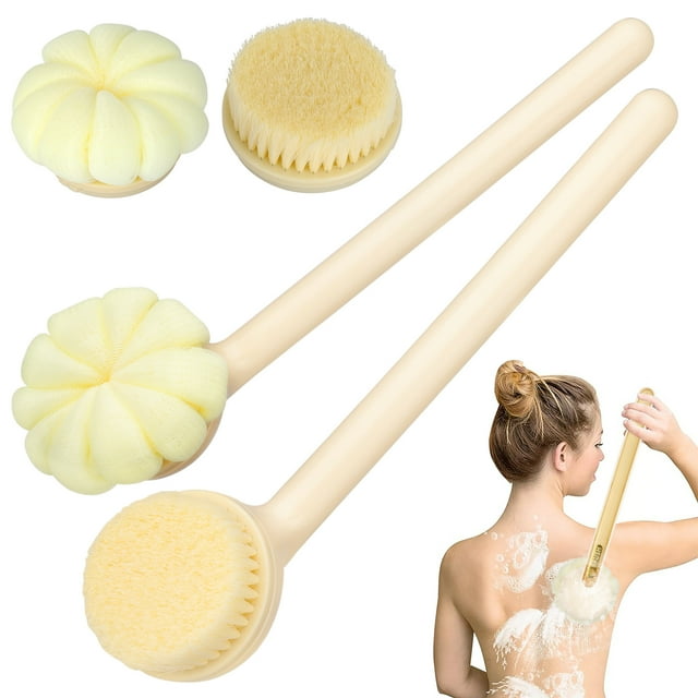 Eeekit Long Handle Bath Brush Set Bath Pouf Brush Soft Bristle