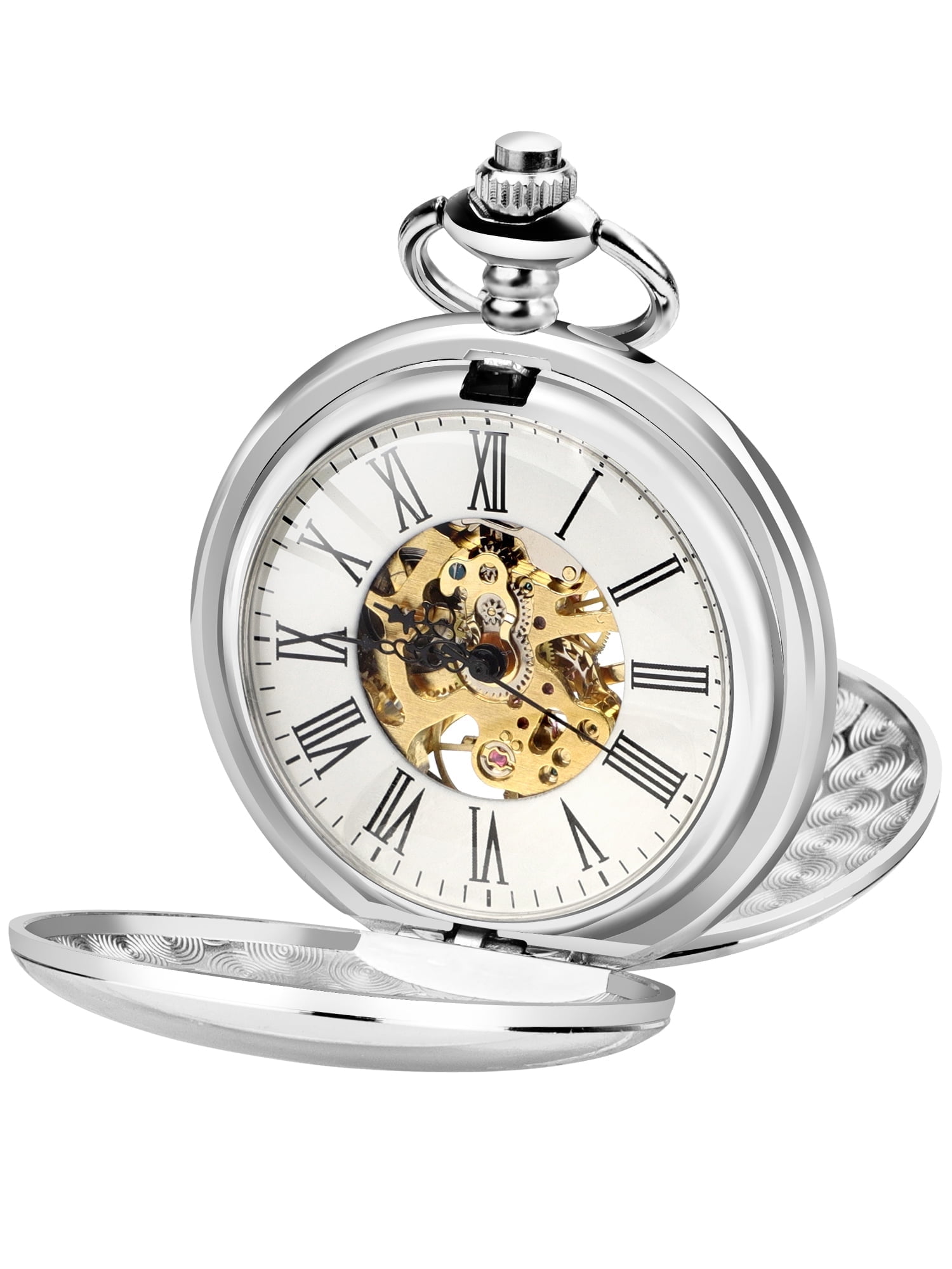 EEEkit Men's Skeleton Mechanical Pocket Watch, Retro Roman Numerals, 3 ...