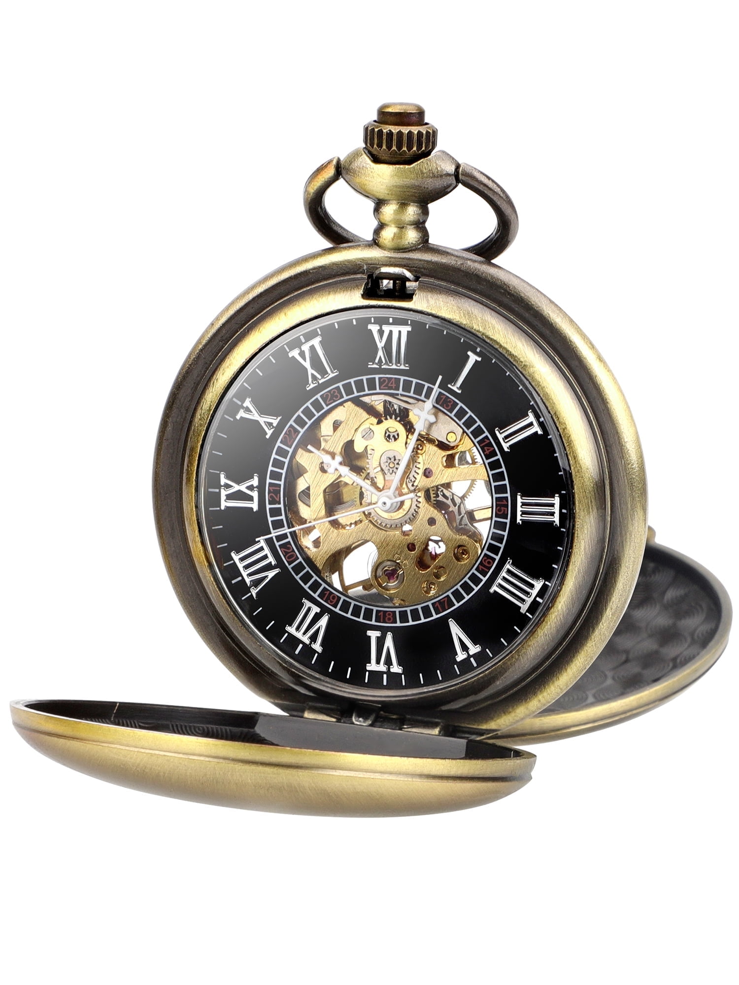 EEEkit Men's Skeleton Mechanical Pocket Watch, Retro Roman Numerals, 3 ...