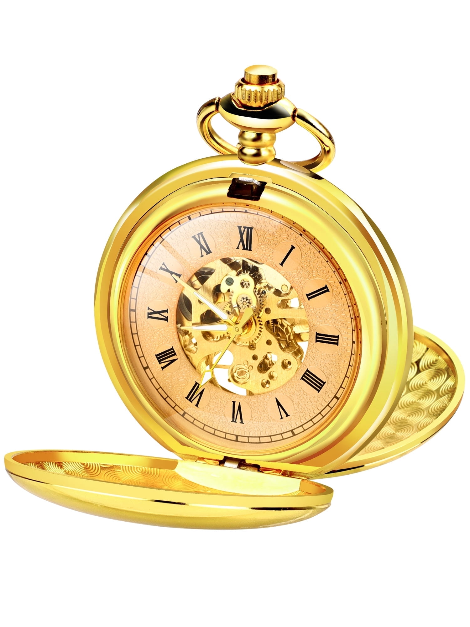 EEEkit Men's Skeleton Mechanical Pocket Watch, Retro Roman Numerals, 3 ...