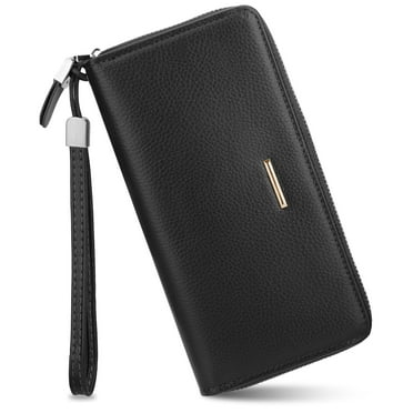 Men's Slim PU Leather Wallet, Large Capacity for Checks, Credit Cards ...