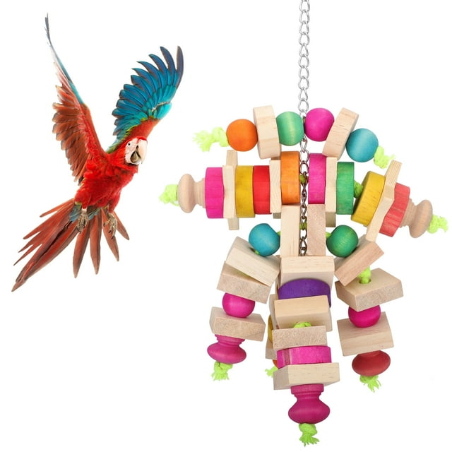 EEEkit Parrots Parakeet Natural Wooden Block Toy, Bird Toy for Climbing ...