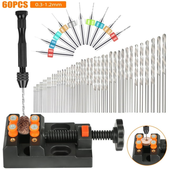 EEEkit Pin Vise Hand Drill + 48pcs Micro Twist Wood Drill Bits + 10pcs ...