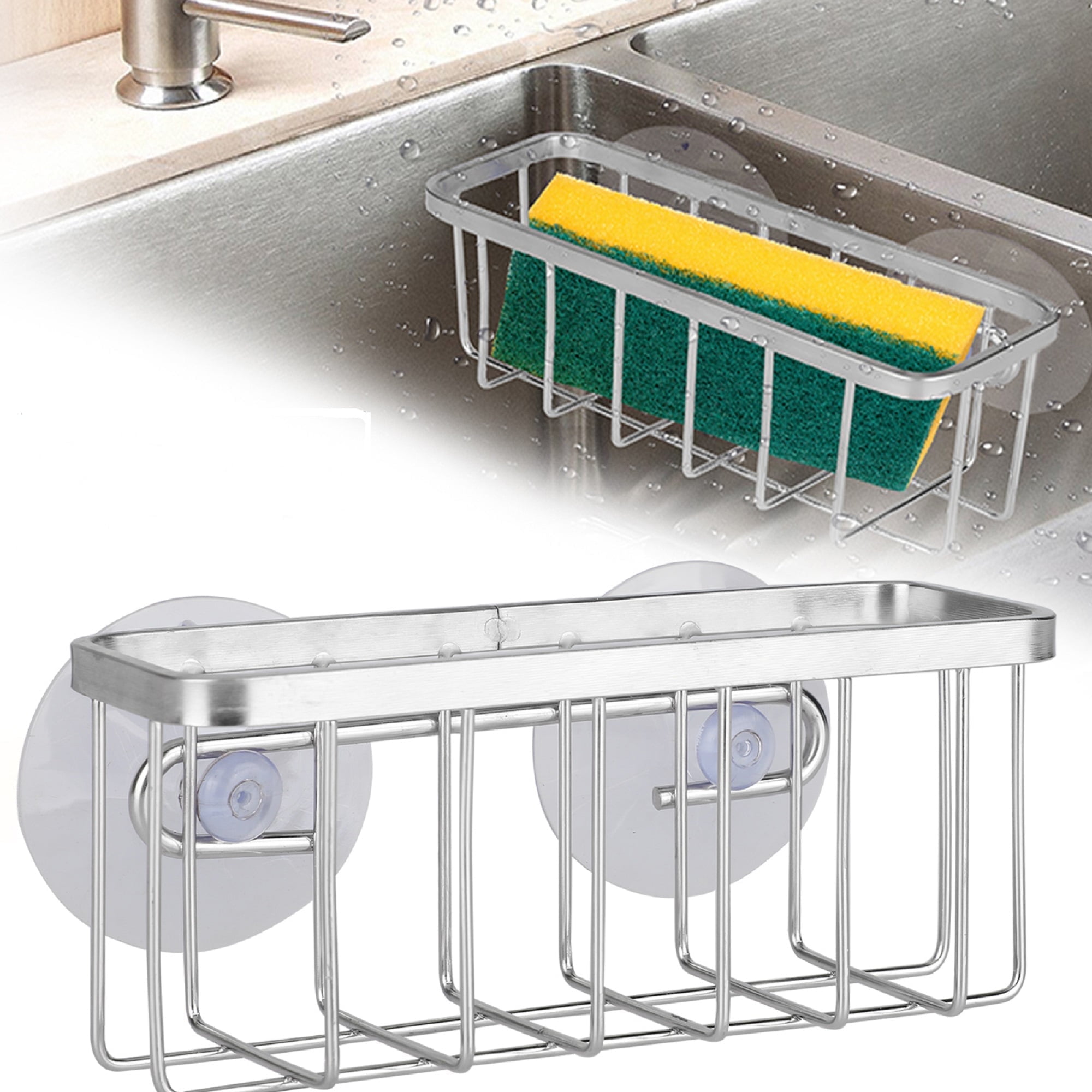 EEEkit Sink Organizer Sponge Holder, Stainless Steel Basket with Dual ...