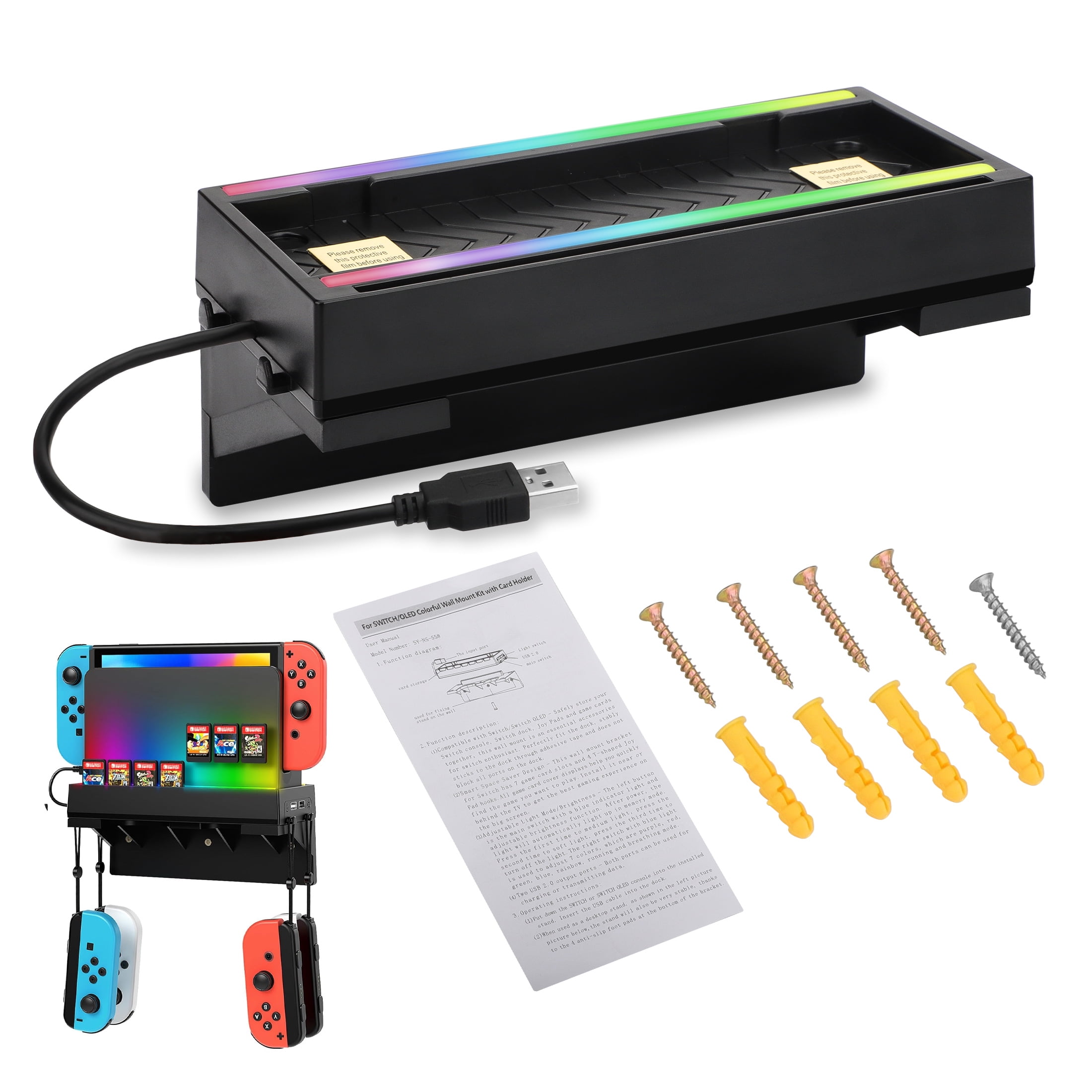 EEEkit Switch Wall Mount Fit for Nintendo Switch/OLED with RGB Light ...