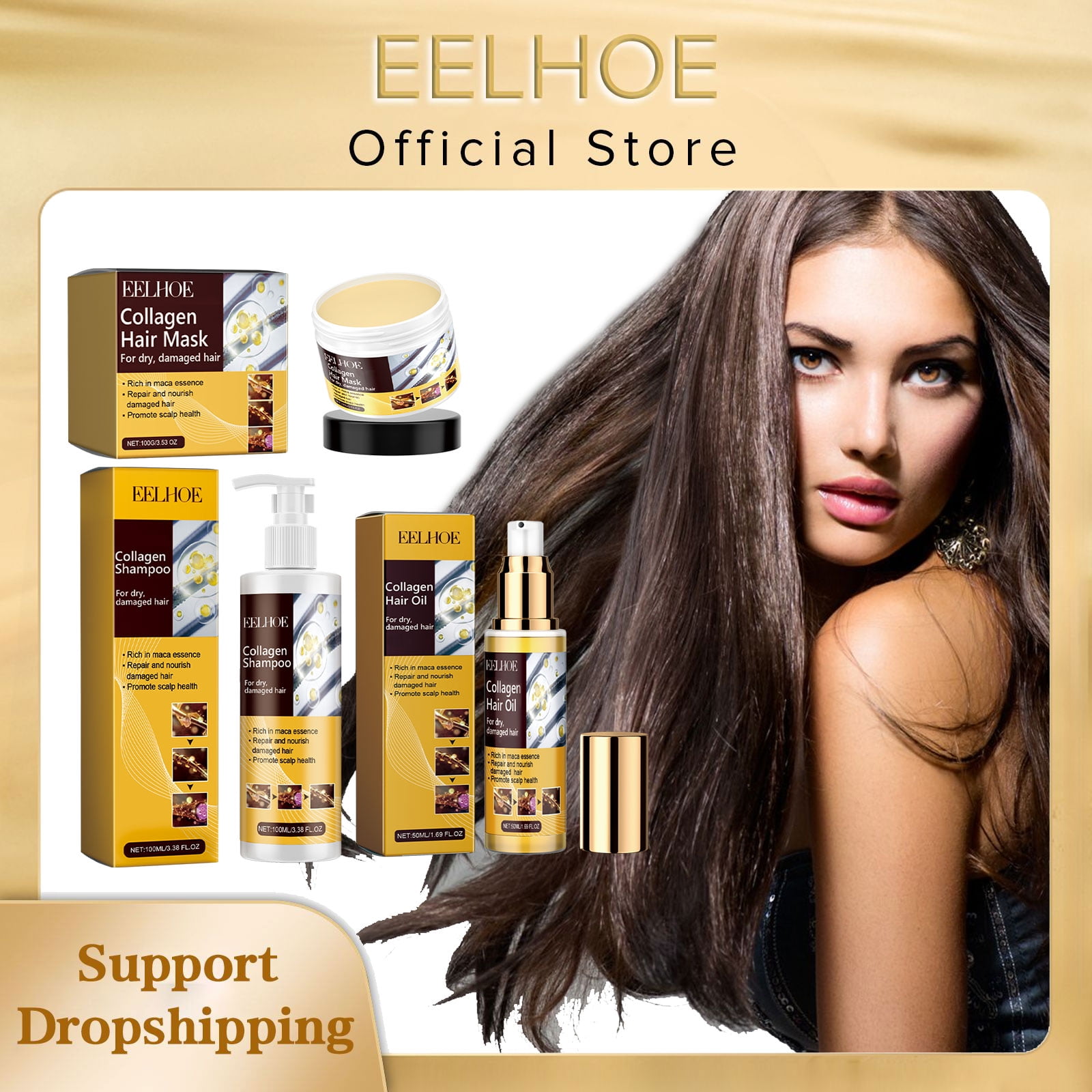 Eelhoe Collagen Hair Care Kit Repair Keratin Hair Smoothing Softener Shiny Strengthen Mask