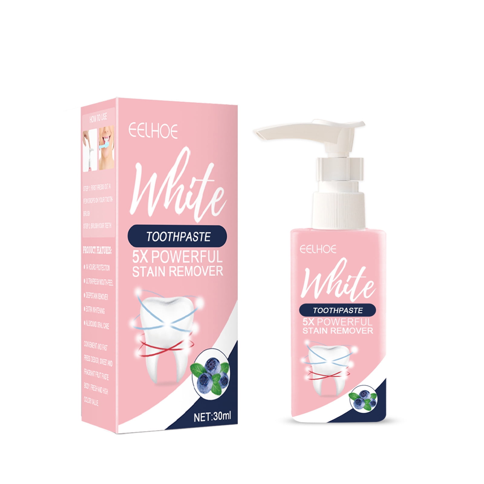 EELHOE baking soda toothpaste, press type to remove tooth stains, smoke ...