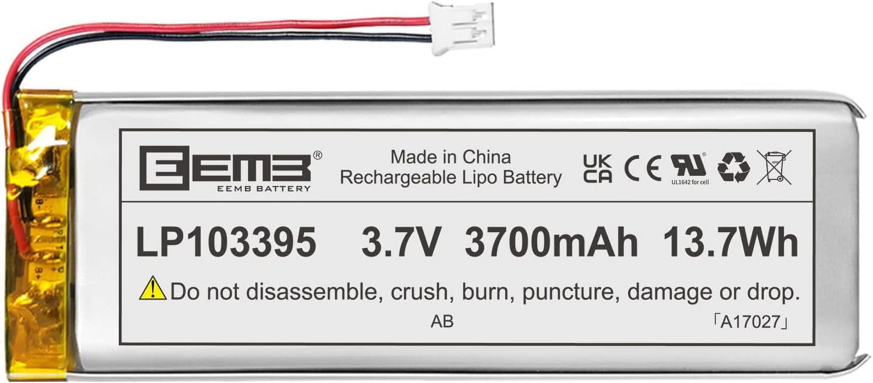 EEMB Lithium Polymer Battery 3.7V 3700mAh 103395 Lipo Rechargeable ...