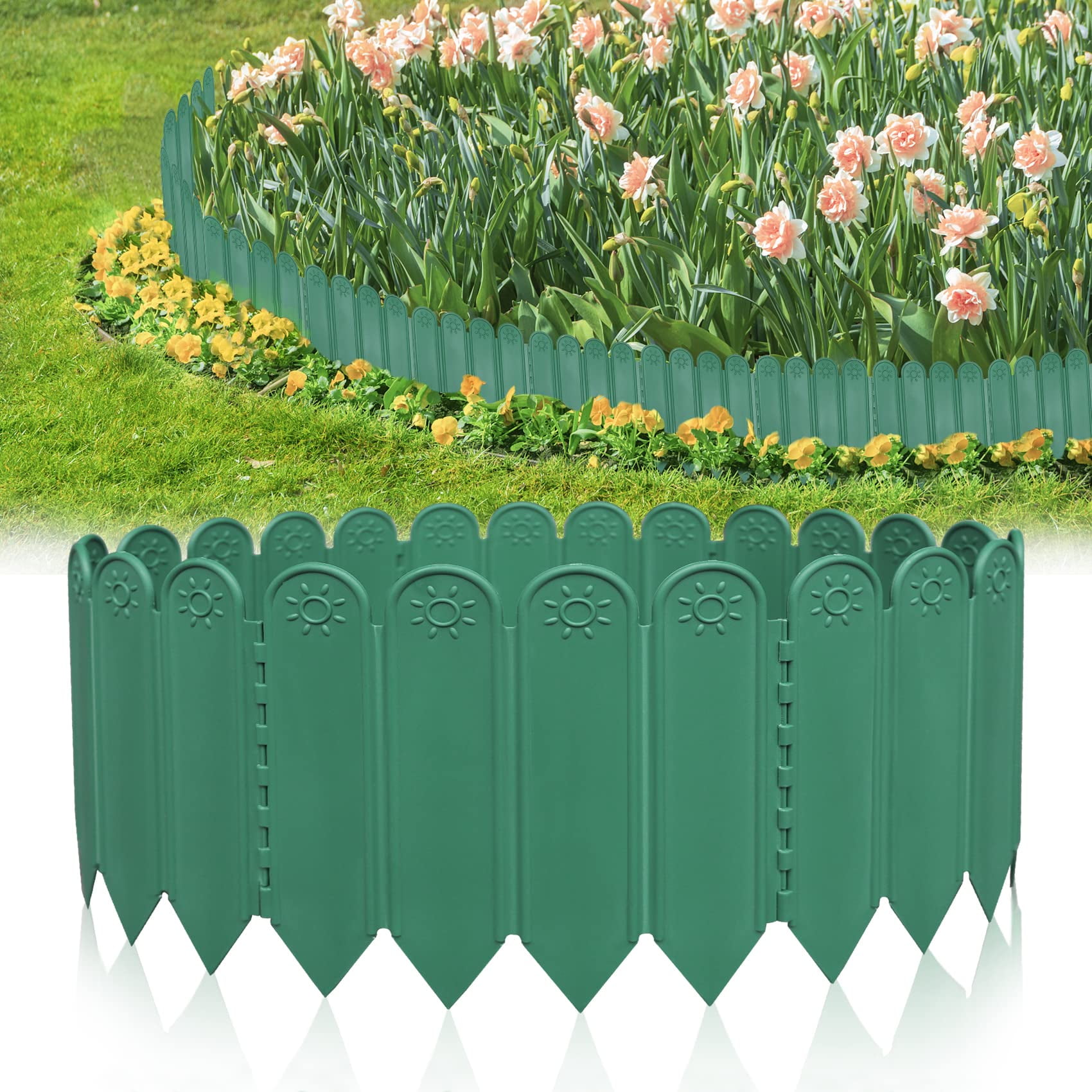EEOCWF 10PCS Green Garden Edging Borders, 8.66 inch Garden Landscape ...