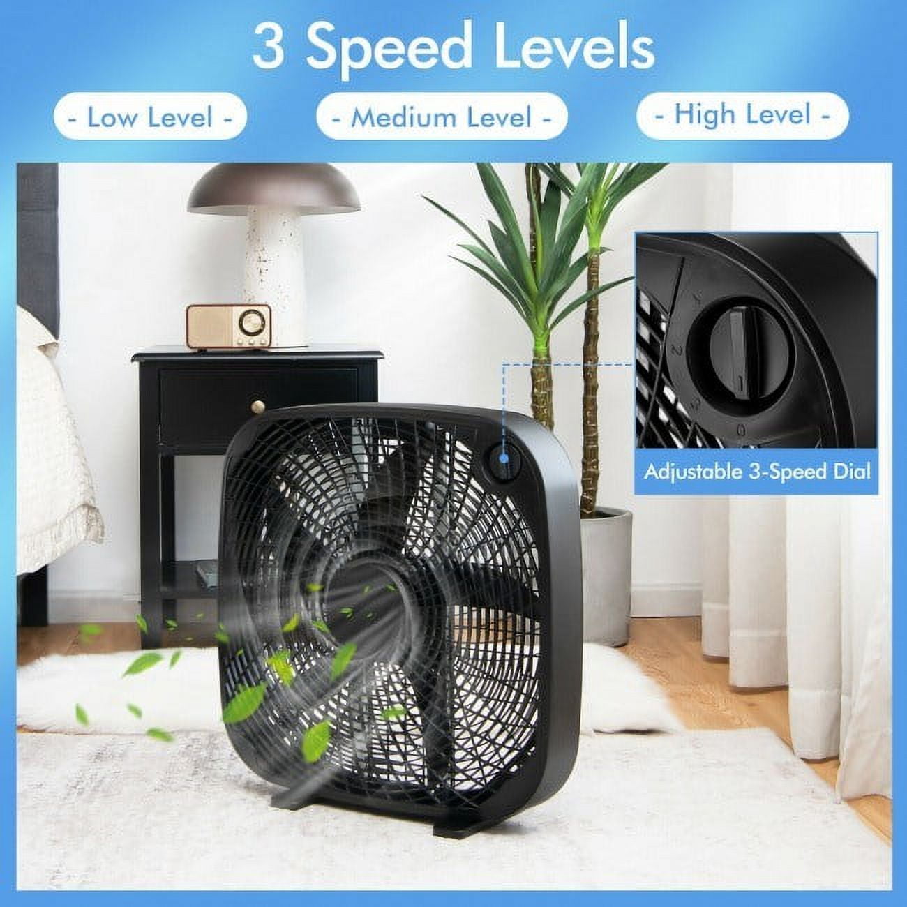EEPHO 20 Inch Box Portable Floor Fan with 3 Speed Settings and Knob ...