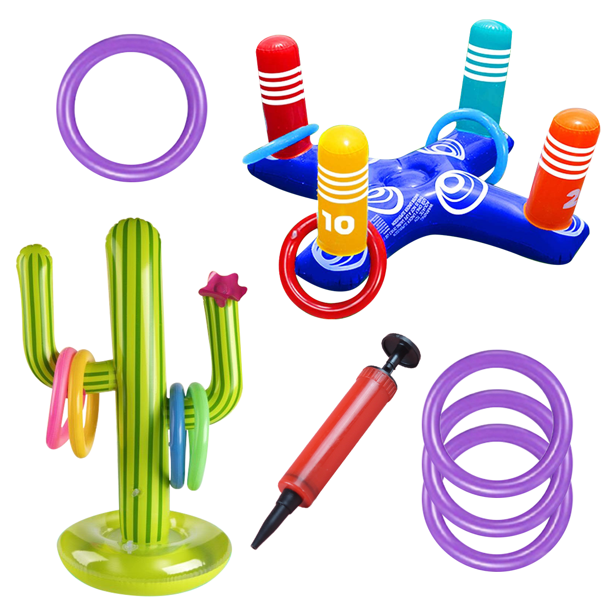 EEPHO 2PCS Inflatable Pool Ring Toss Game Floating Swimming Pool Cactus ...