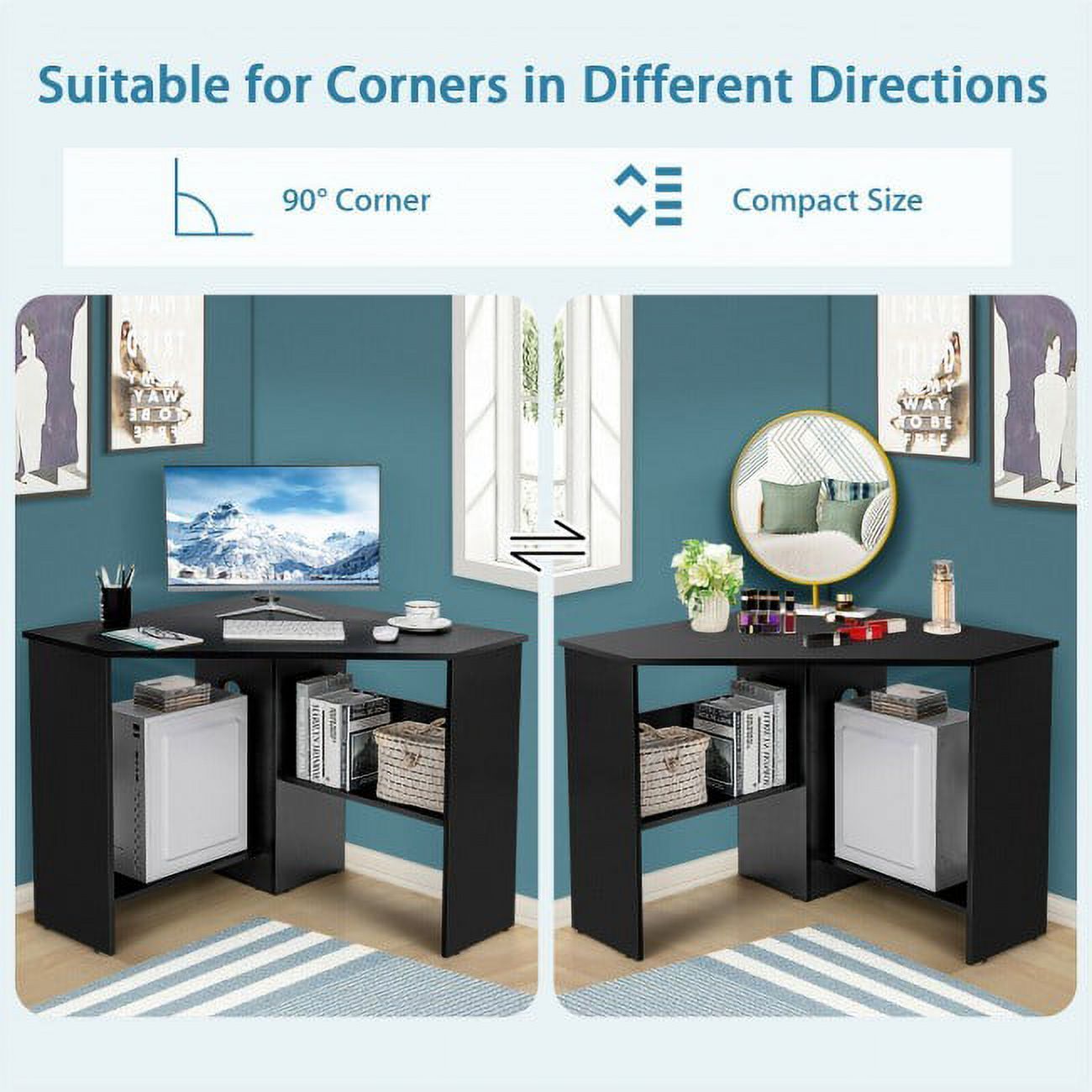 EEPHO Corner Computer Desk Triangle Writing Workstation with Storage ...