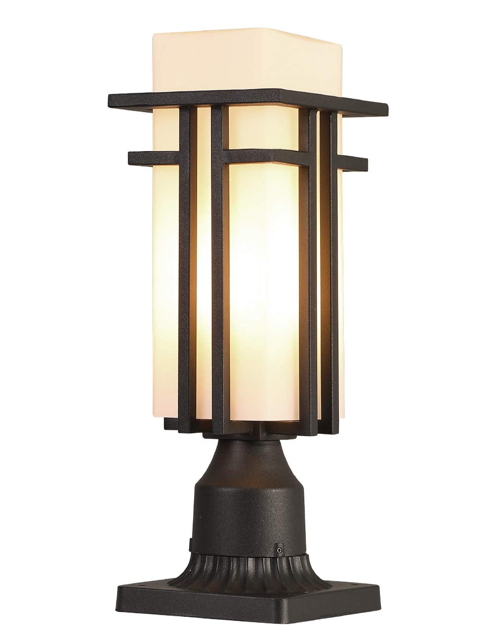 EERU Outdoor Post Lights Waterproof Metal Frame with White Frosted ...