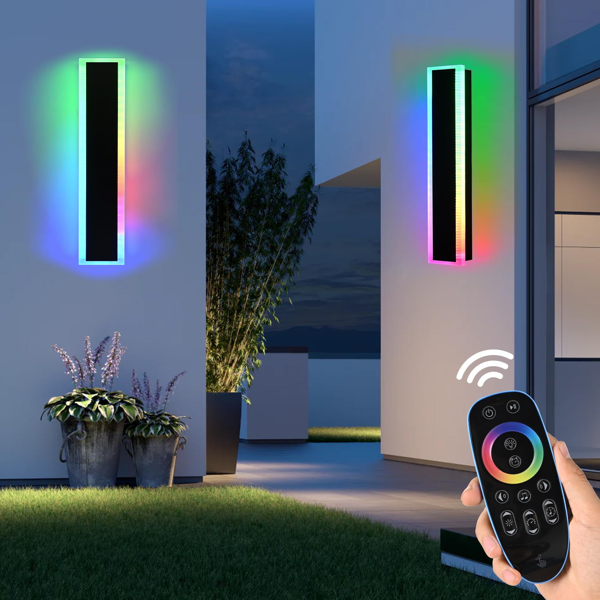 EESK 2 Pack 32 Inch Long Outdoor RGB Wall Light, Waterproof IP65 LED ...