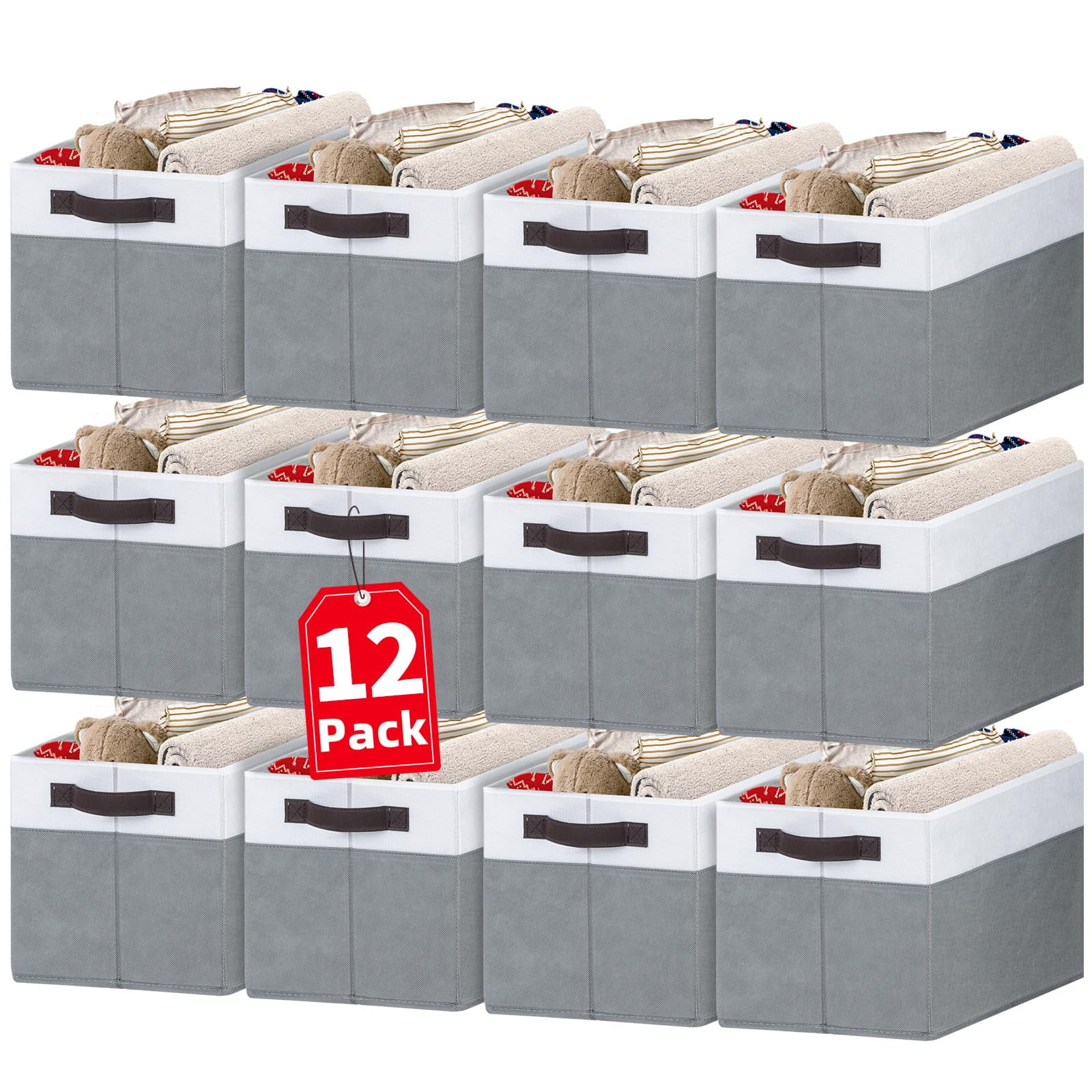 EESK 4 Pack Large Storage Baskets for Shelves | Fabric Closet ...