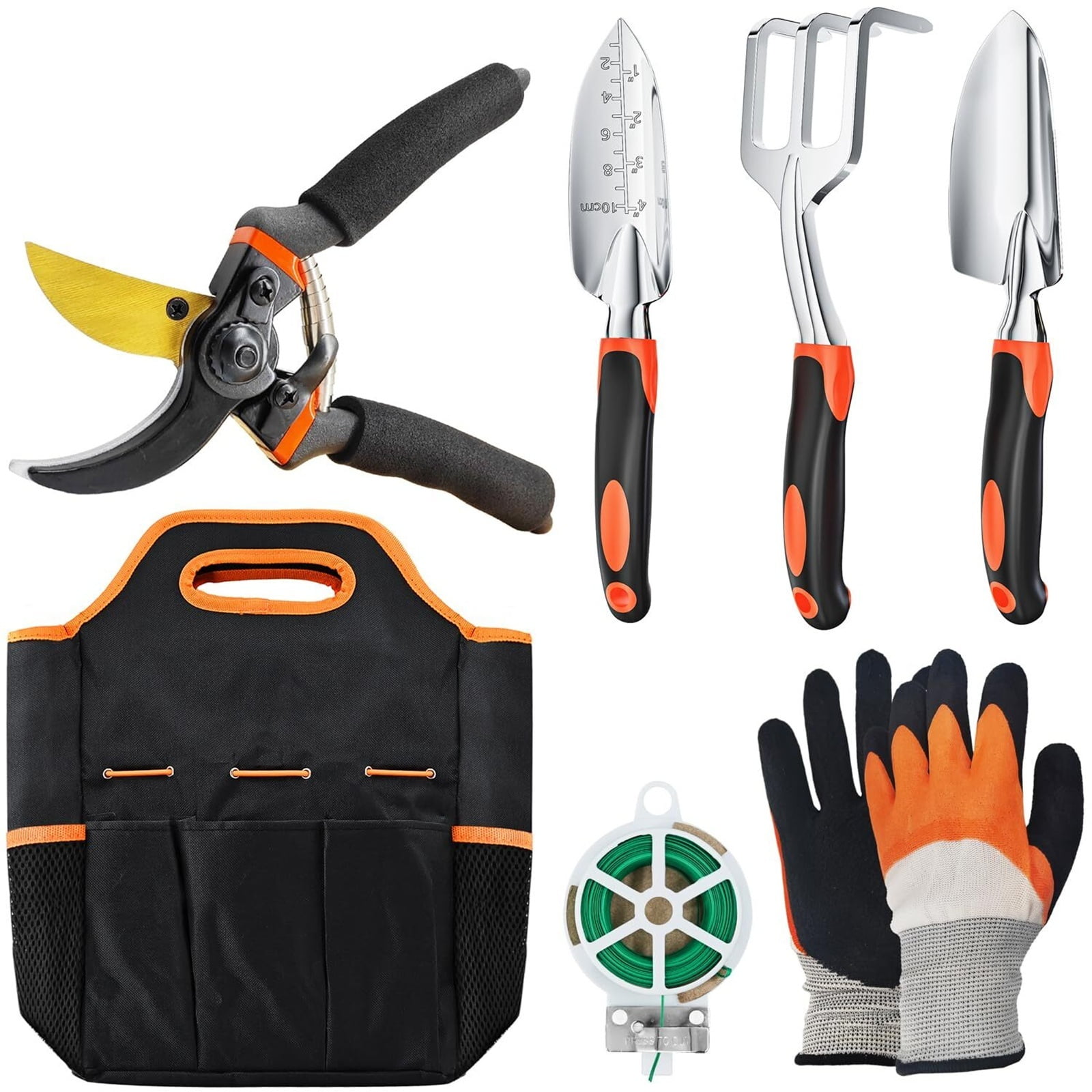 EESK Garden Tool Set 7 PCS, Includes Cast-Aluminum Heavy Duty Hand ...