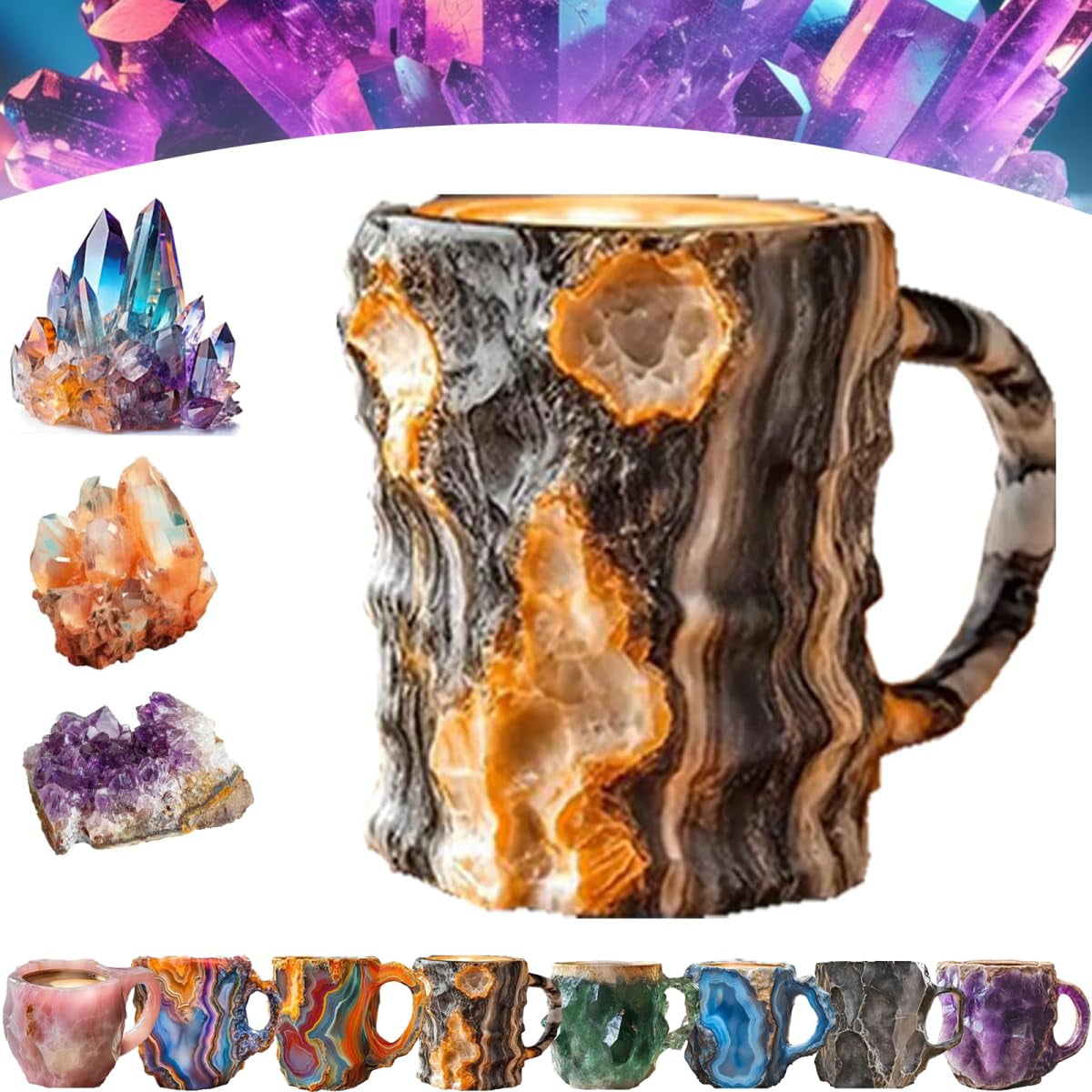 EESK Mineral Crystal Coffee Mugs, Natural Mineral Crystal Coffee Mug ...