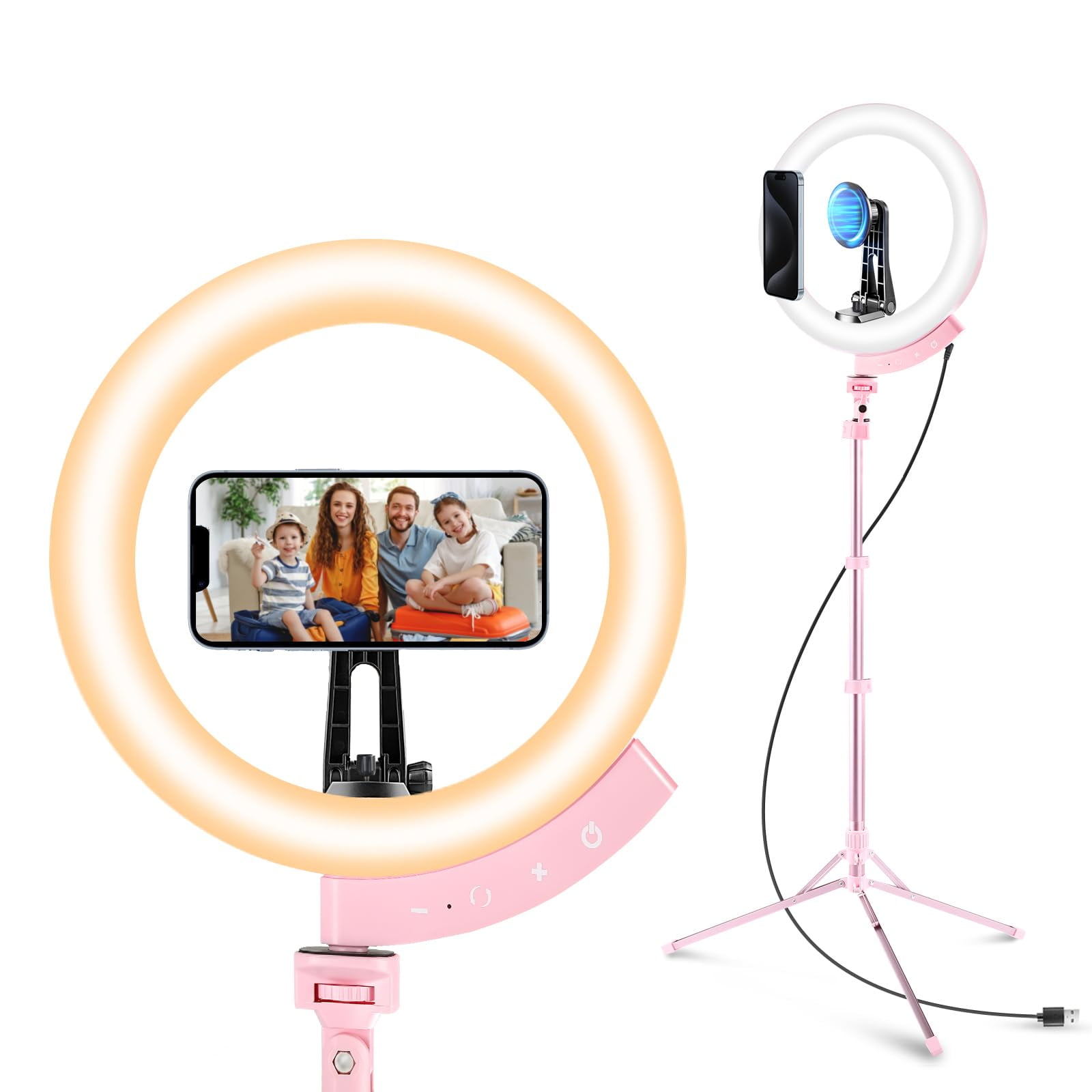EESK Ring Light with 62'' Tripod Stand and Magnetic Phone Holder, LED ...