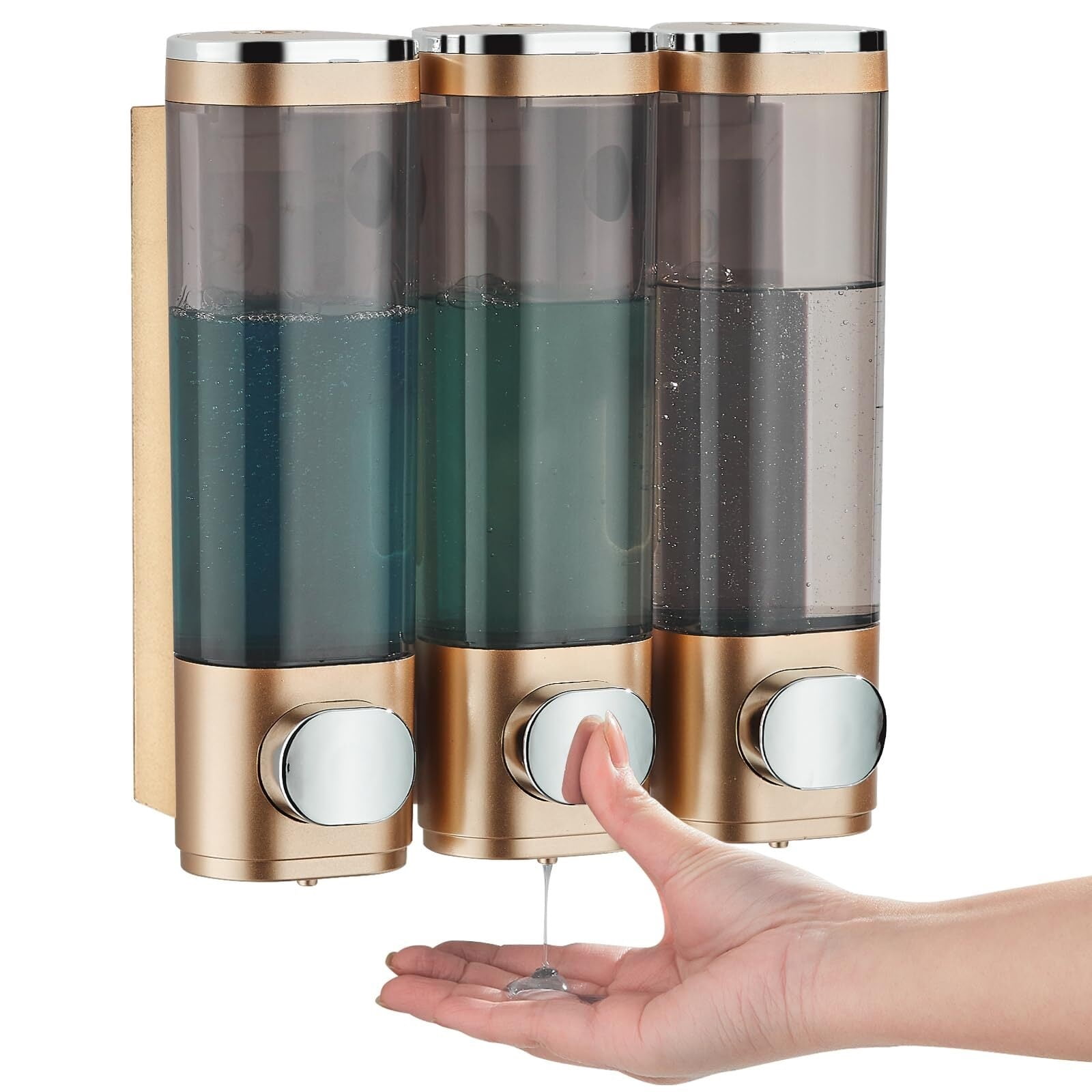EESK Shampoo and Conditioner Dispenser, Shower Soap Dispenser 3 Chamber ...