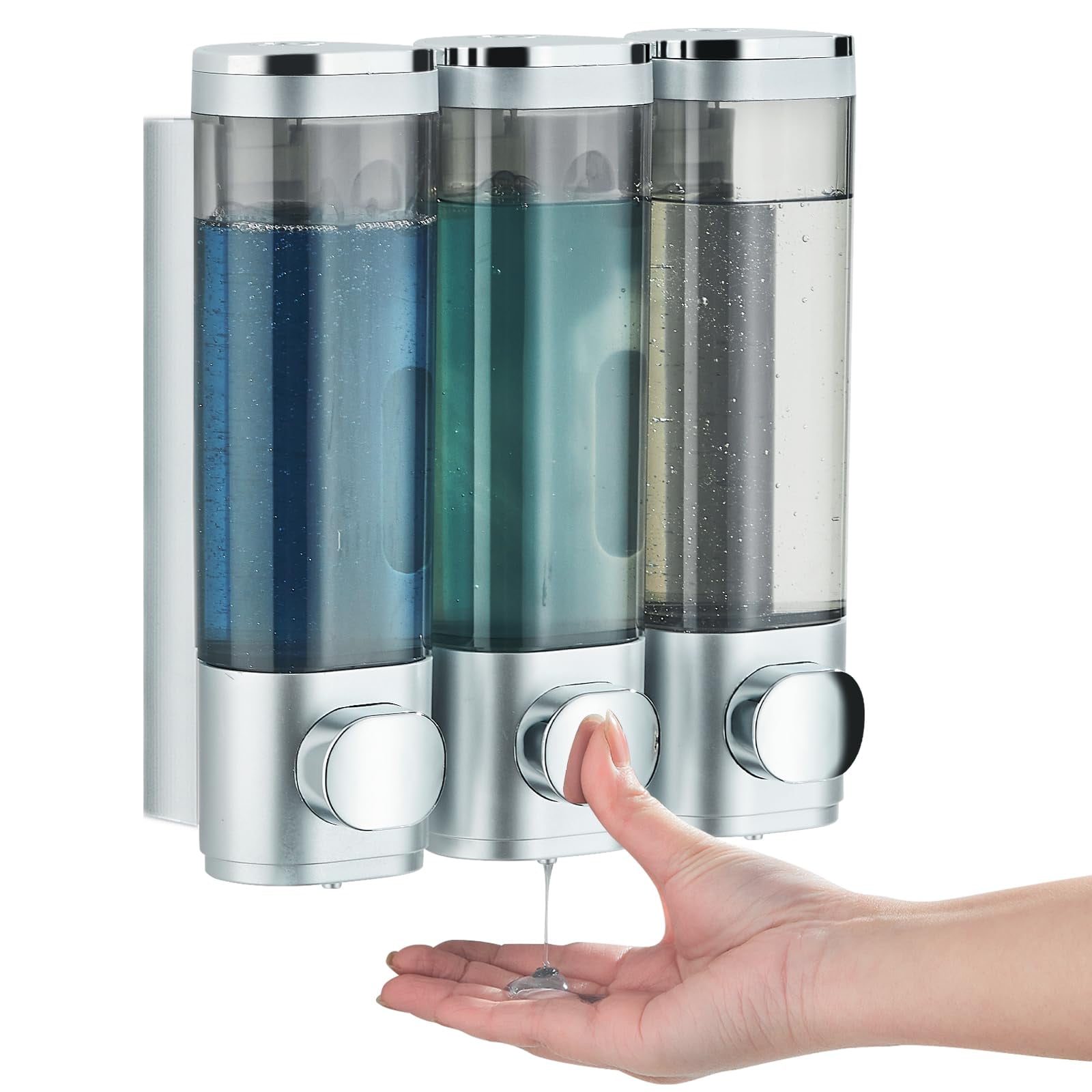 EESK Shampoo and Conditioner Dispenser, Shower Soap Dispenser 3 Chamber ...