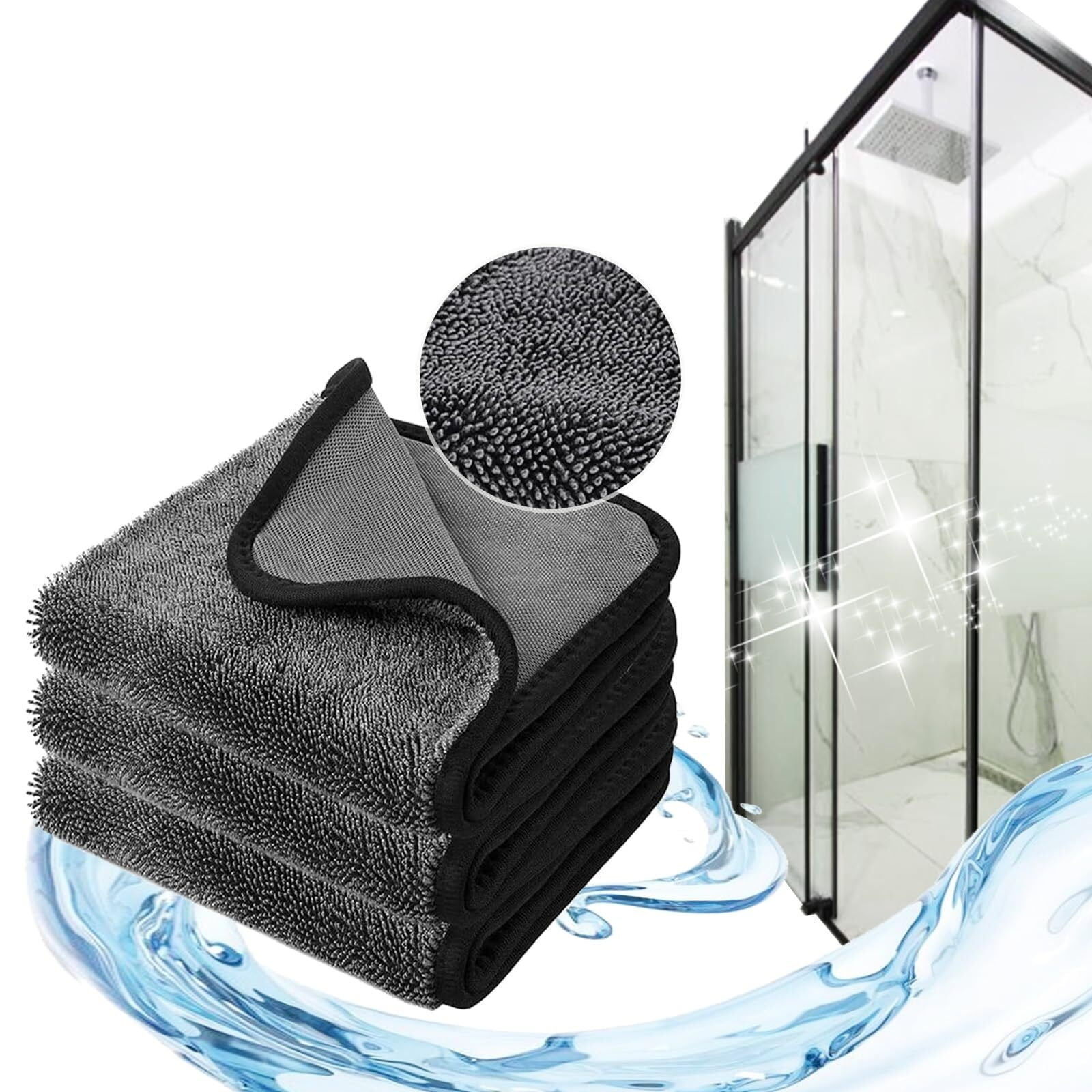 EESK Shiny Bath Drying Towel, Super Absorbent Reusable Microfiber Shiny ...