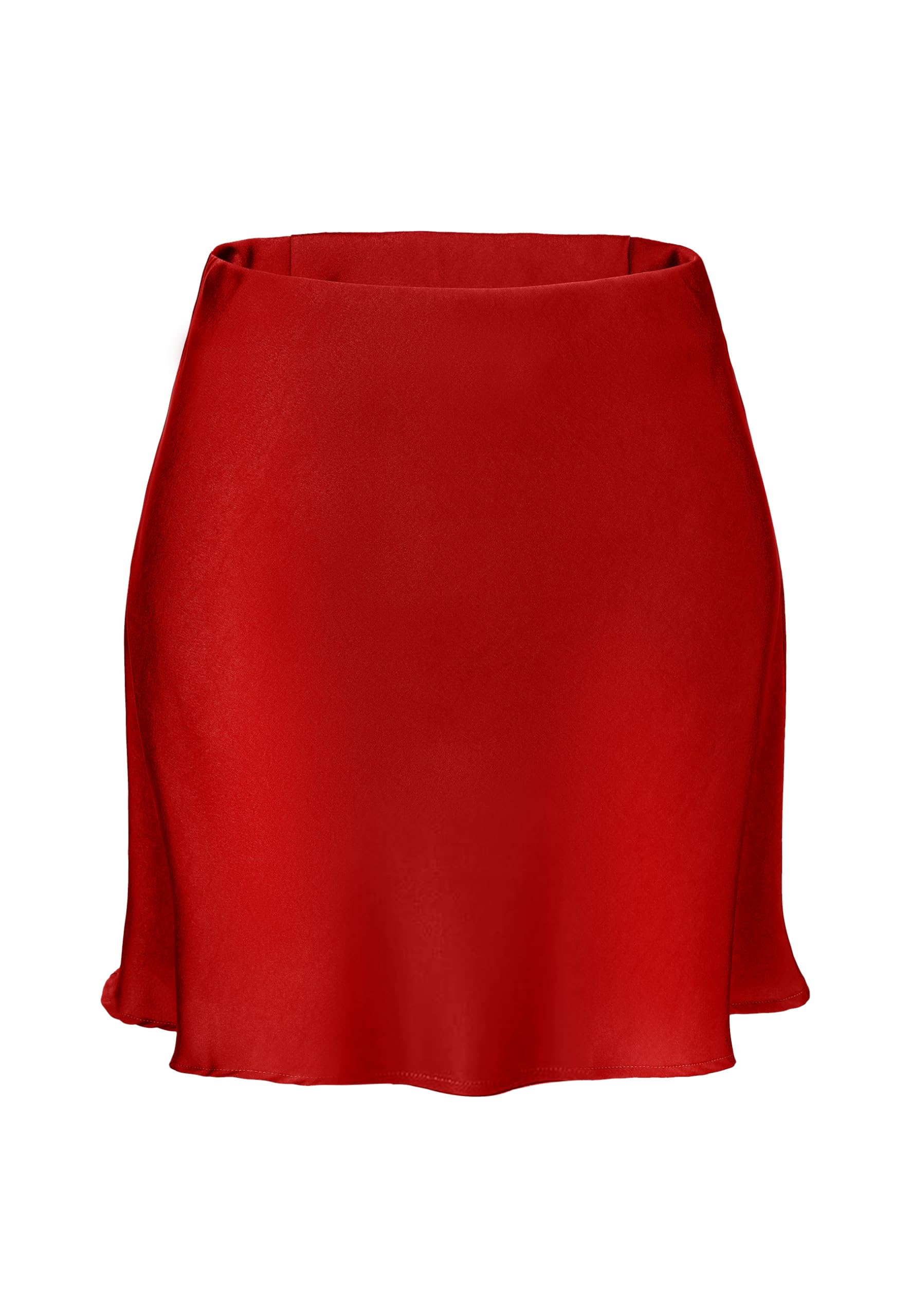 EESK Women's Elegant Silky Satin Mini Skirt High Waist Ruffle Short ...