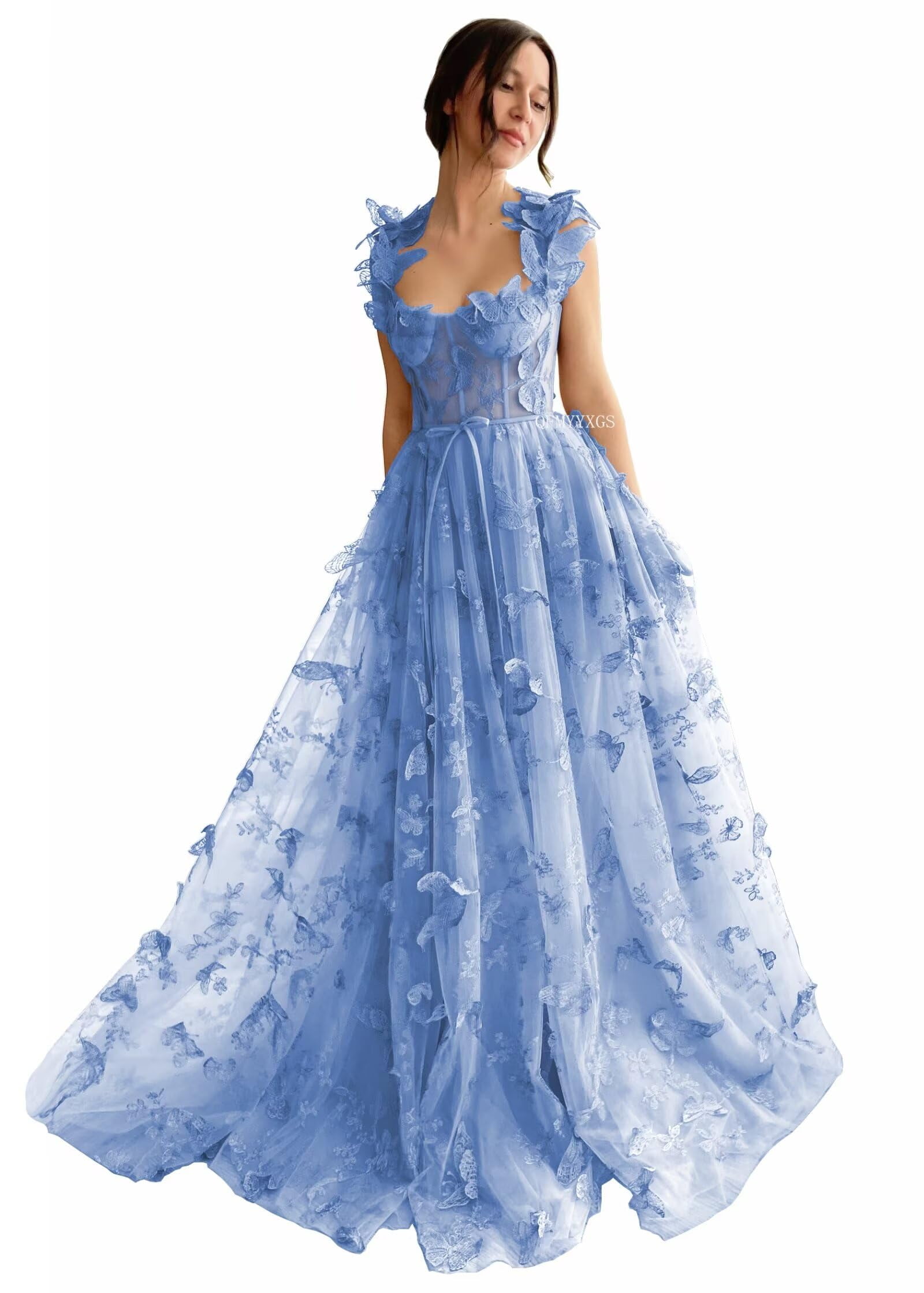 EESK Women's Tulle Prom Dresses for Teens Long 3D Butterfly Sweetheart ...