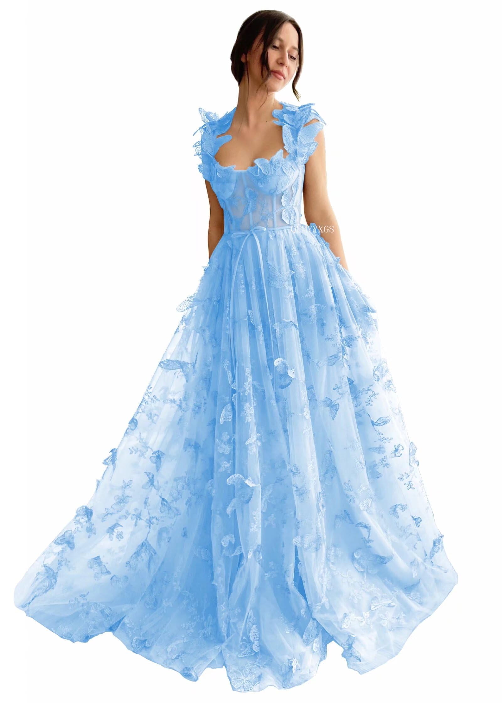 EESK Women's Tulle Prom Dresses for Teens Long 3D Butterfly Sweetheart Ball Gowns Formal Gowns ...