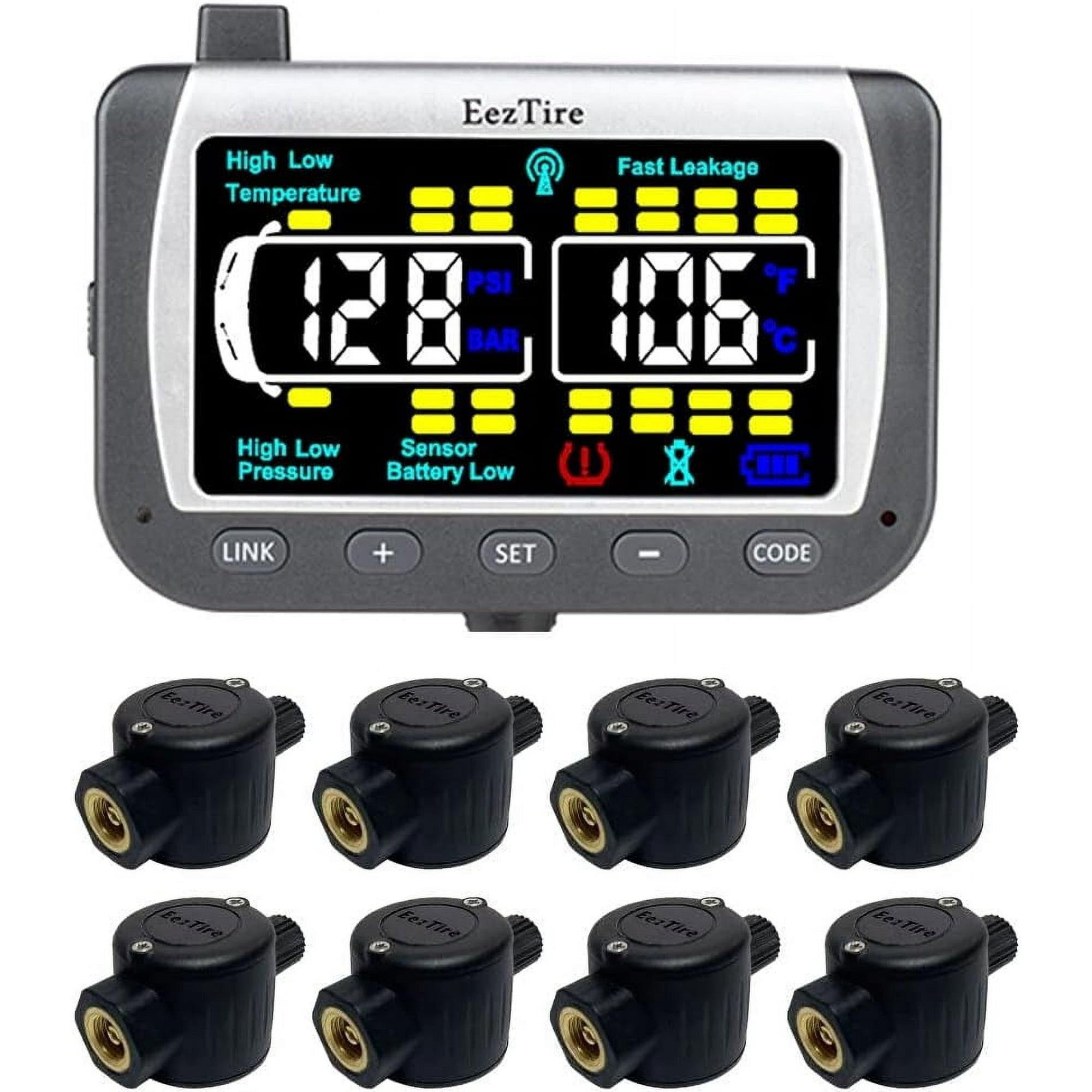 EEZTire-TPMS8FT Real-Time/24x7 Tire Pressure Monitoring System - Color ...