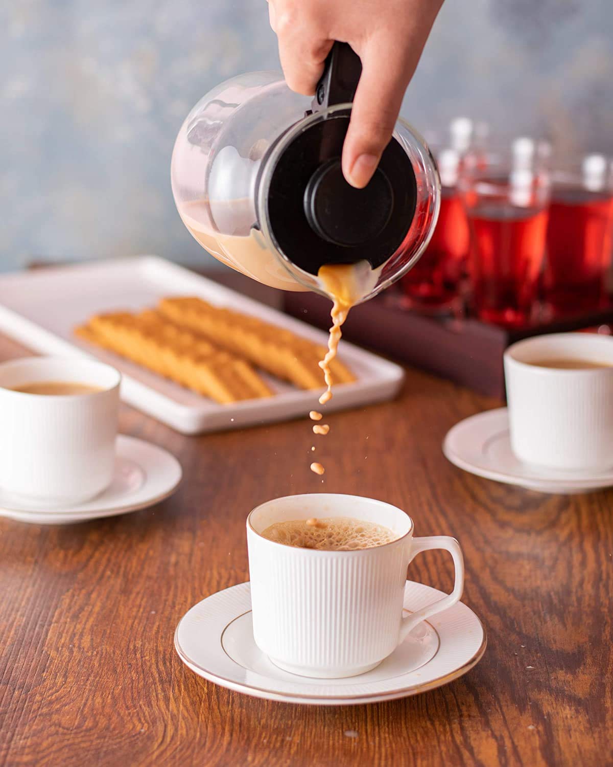 EEzra Tableware Grish White Gold Line Tea Coffee Cup Saucer 66 200Ml ...